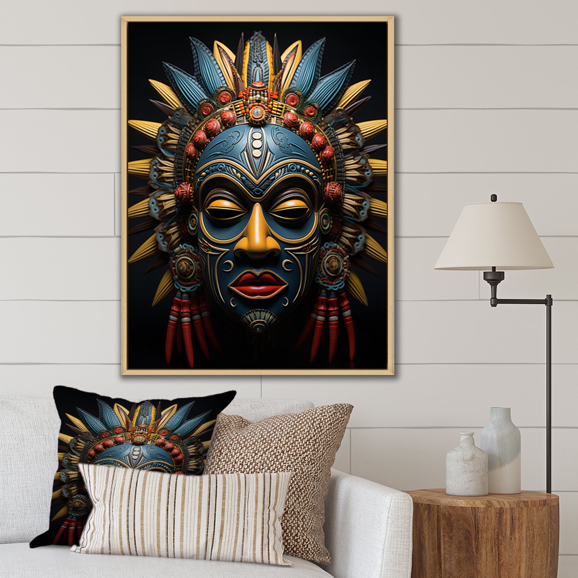 Designart "Tribes Chokwe African Pwo I" African Tribes Floater Framed ...