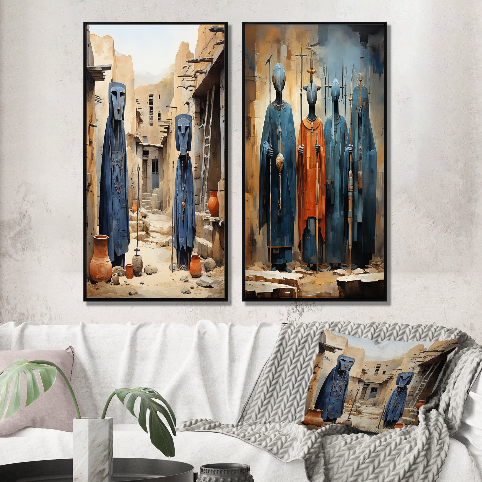Designart "Tribes Dogon African Mali II" African Tribes Framed Wall Art ...