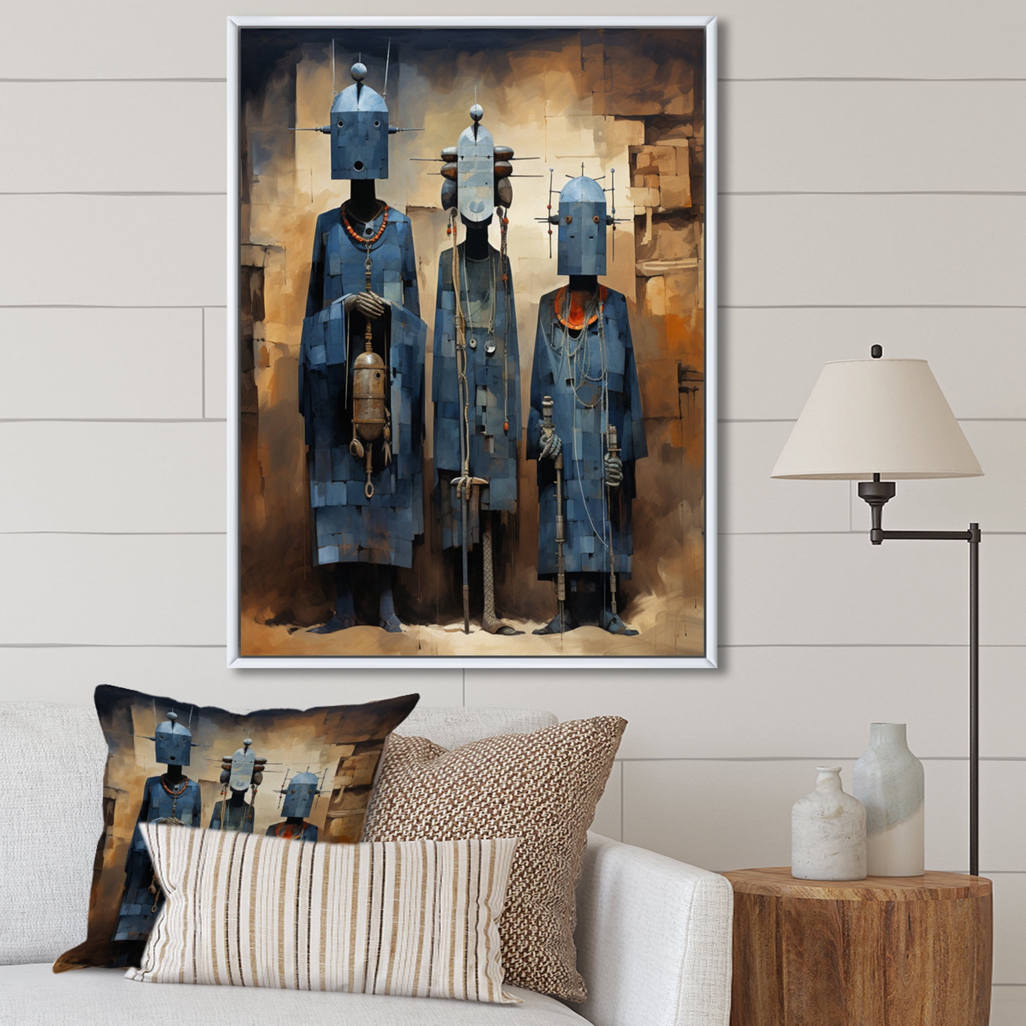 Designart "Tribes Dogon African Mali III" African Tribes Floater Framed ...
