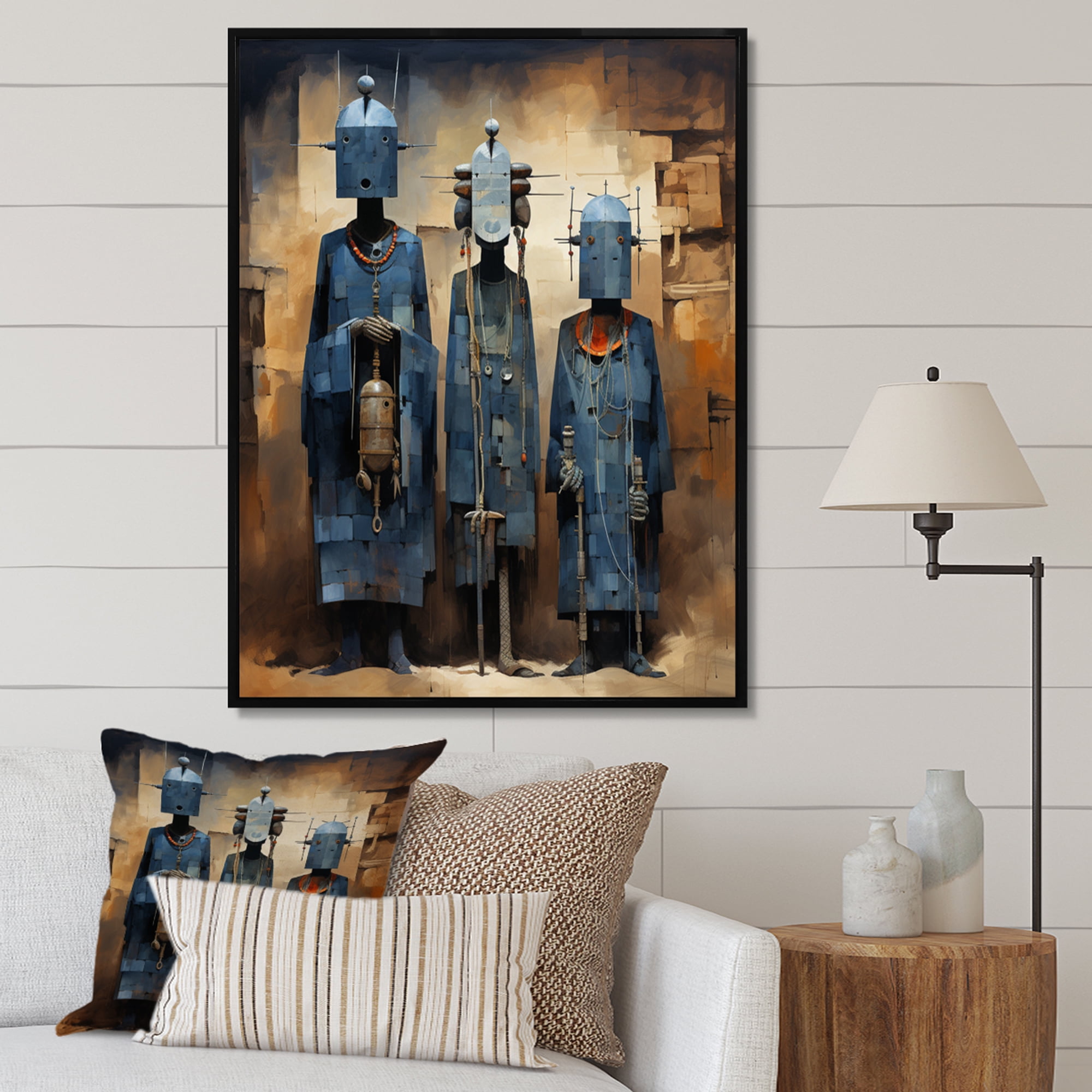 Designart "Tribes Dogon African Mali III" African Tribes Floater Framed ...