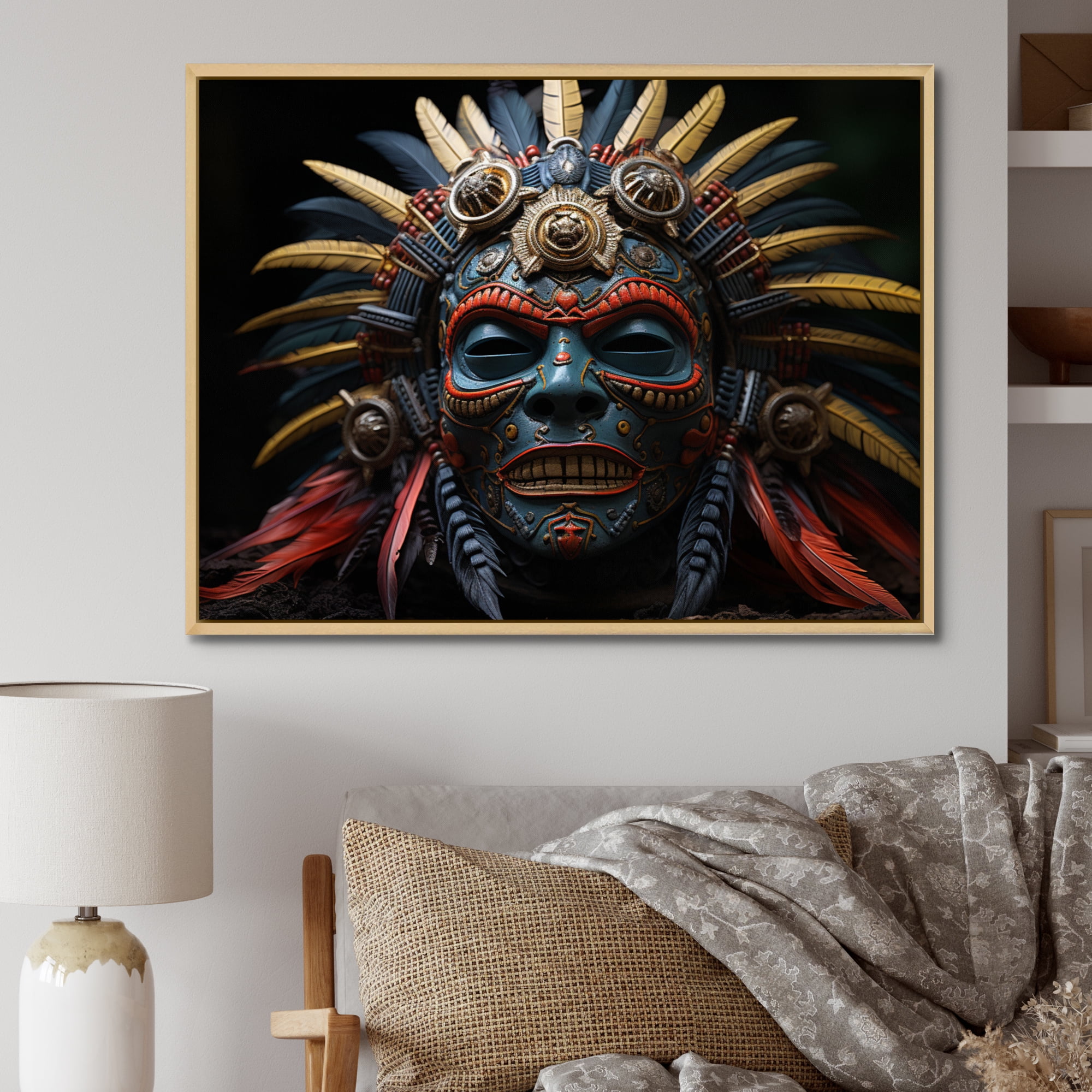 Designart "Tribes Mende African Mask I" African Tribes Floater Framed ...