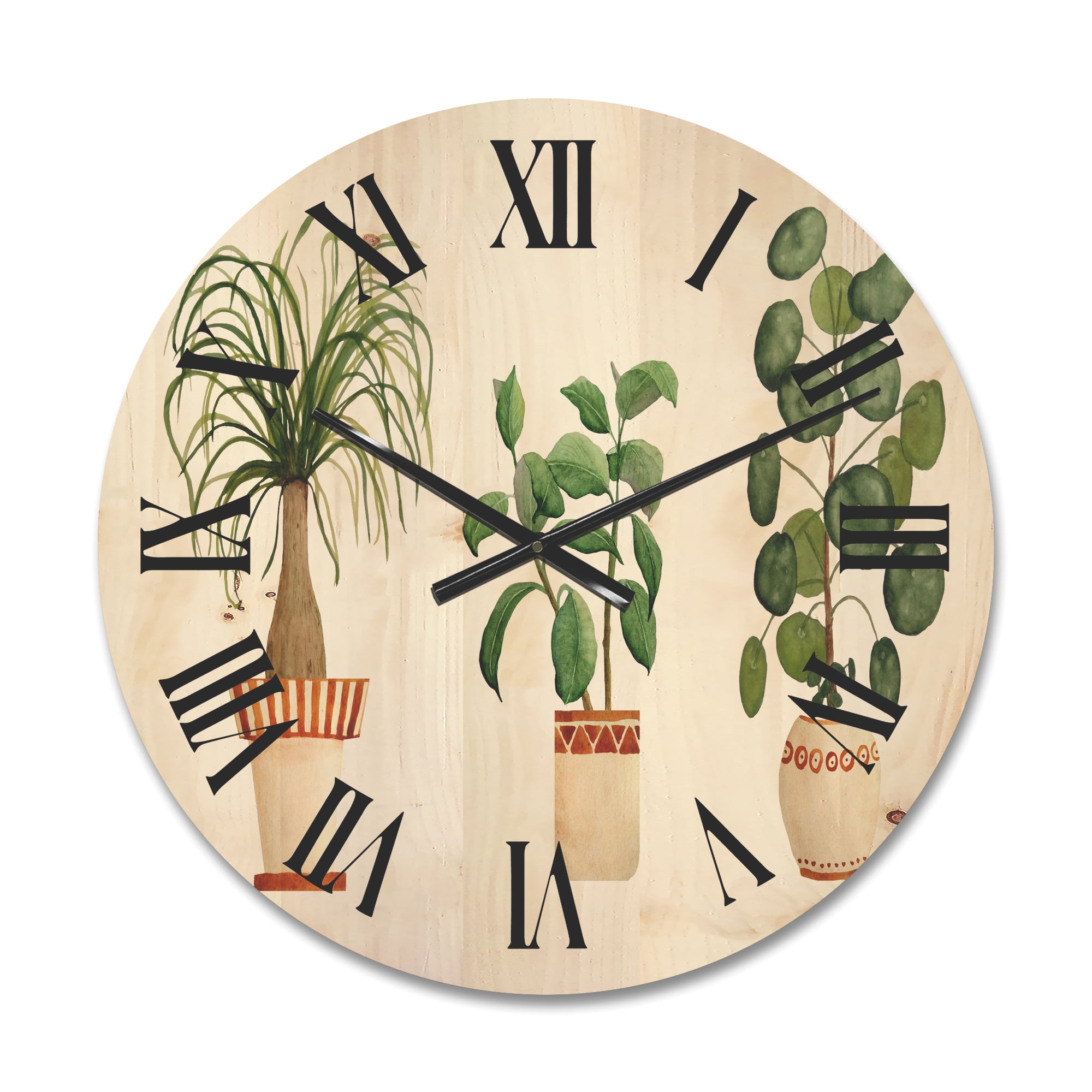 Free Shipping! Designart Traditional Wood Wall Clock with Trio of House ...