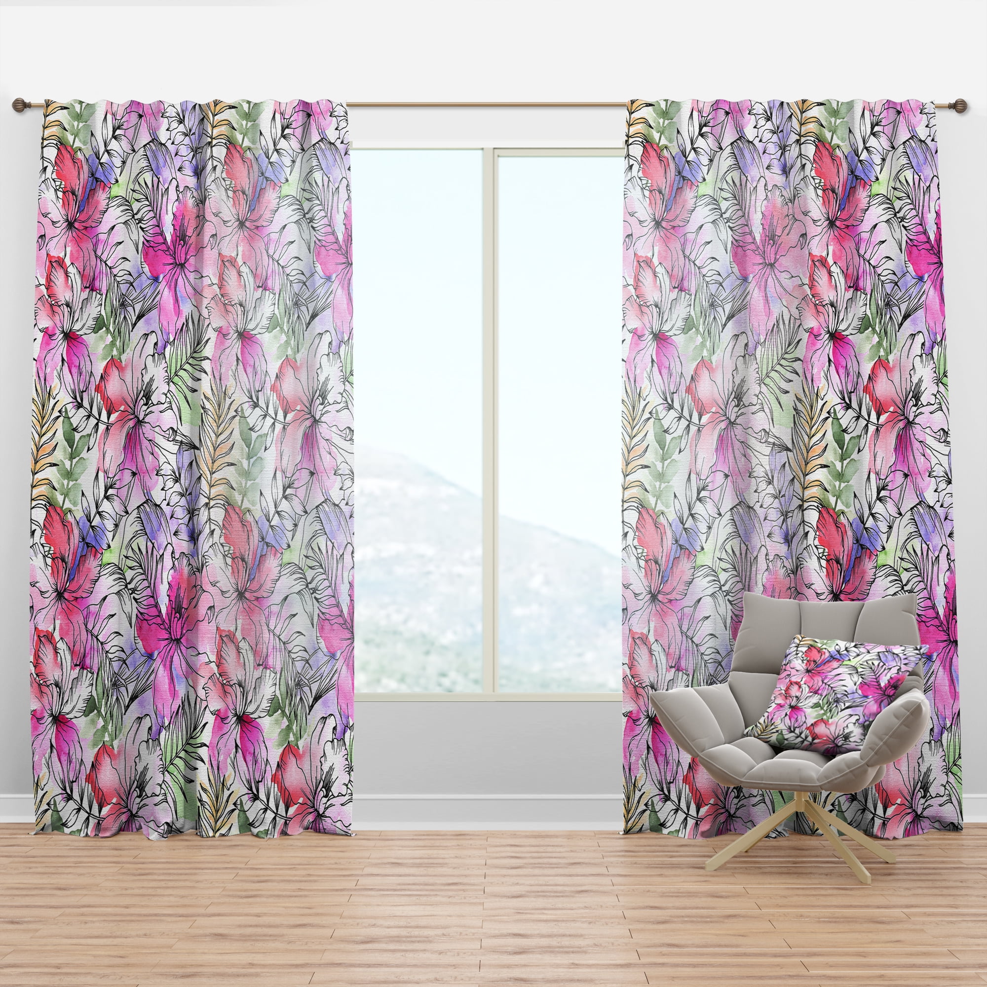 Designart 'Tropical Bright Mood IX' Floral Curtain Panel - Walmart.com