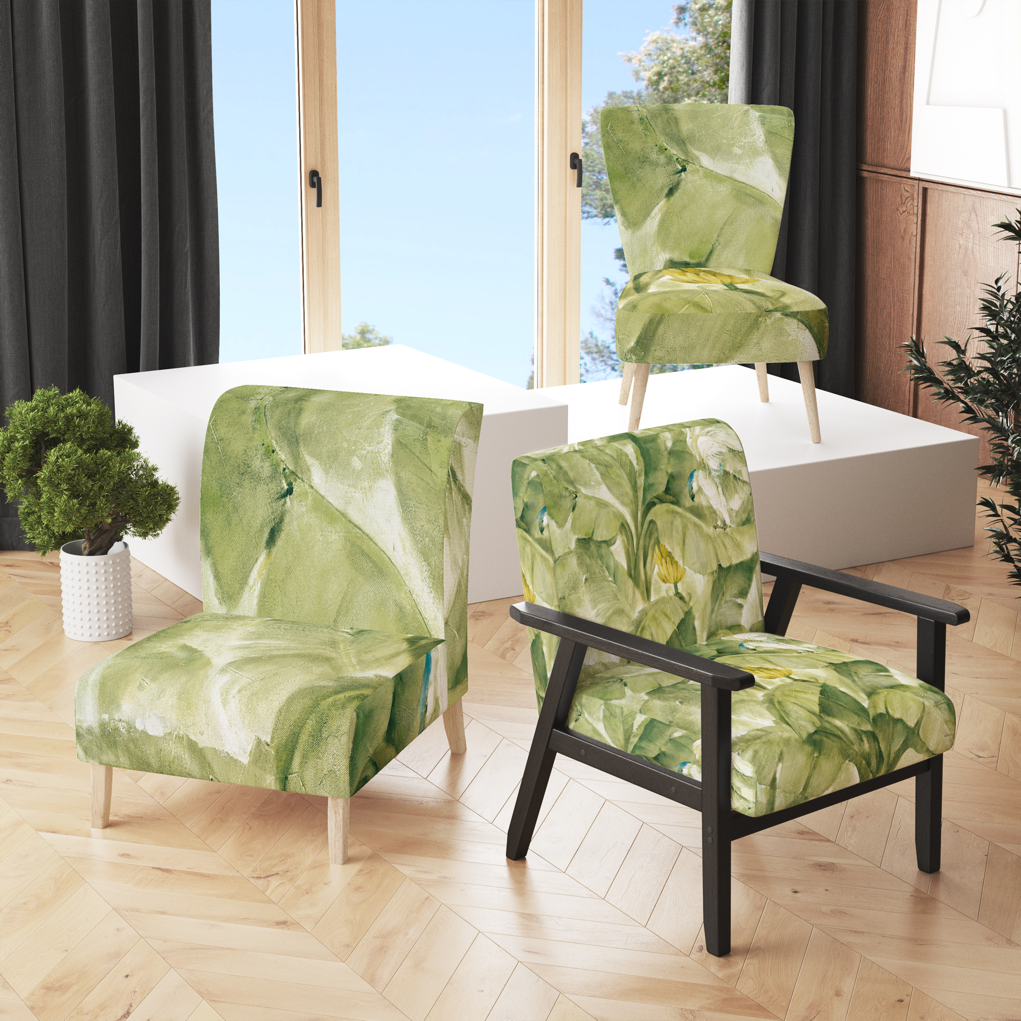 Designart "Tropical Canopy II Green" Upholstered Traditional Accent Chair - Arm Chair - Walmart.com