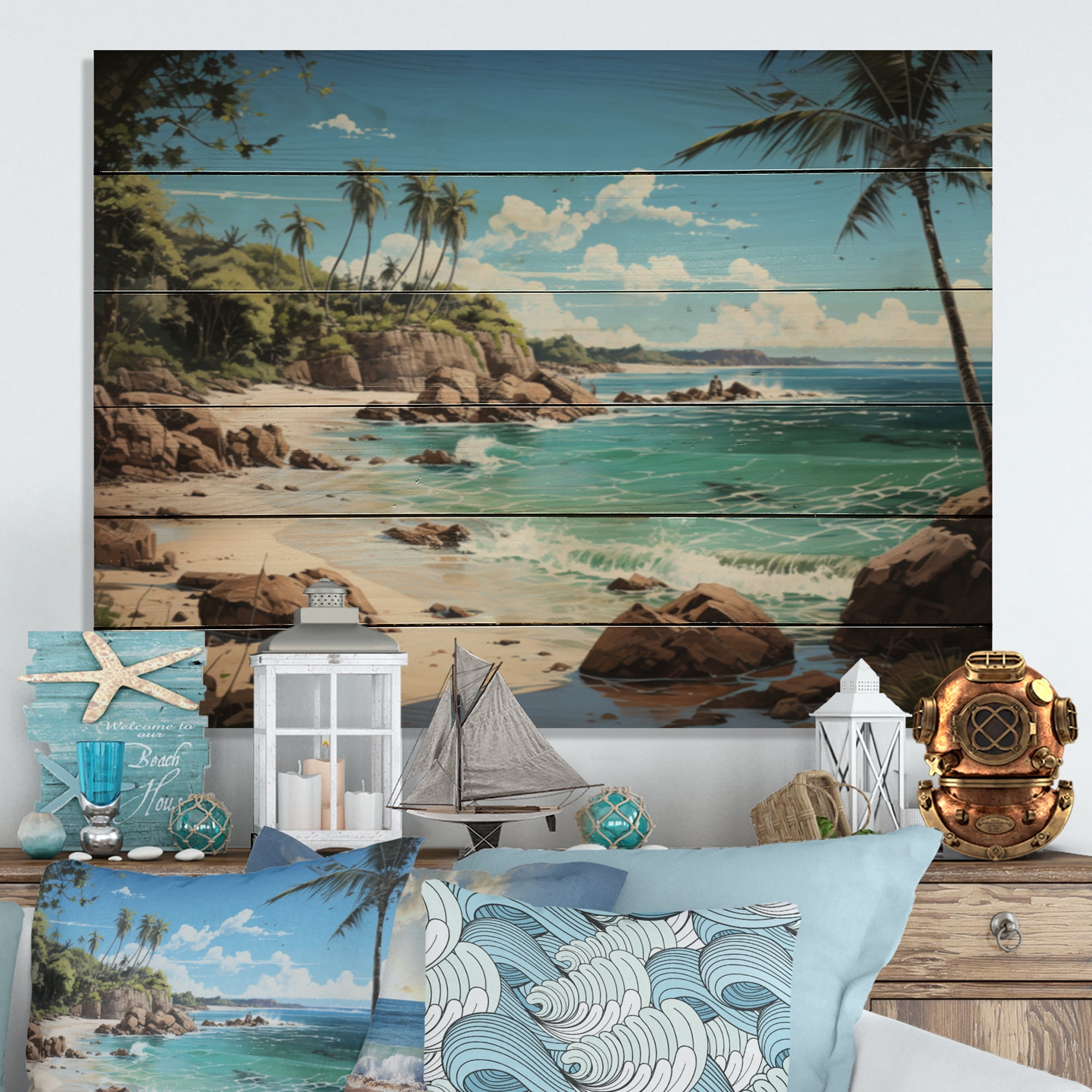 Designart "Tropical Paradise Beach Photo II" Nautical & Beach Print on ...
