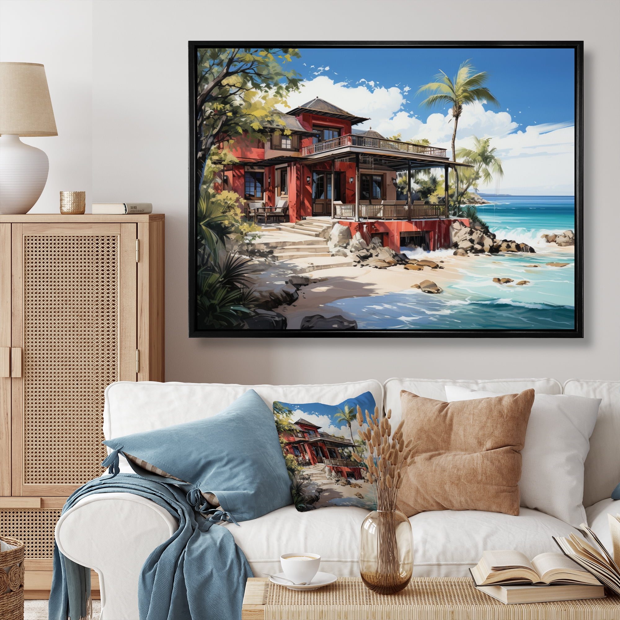 Designart "Tropical Retreat in the Caribbean III" Beach & Ocean Floater ...