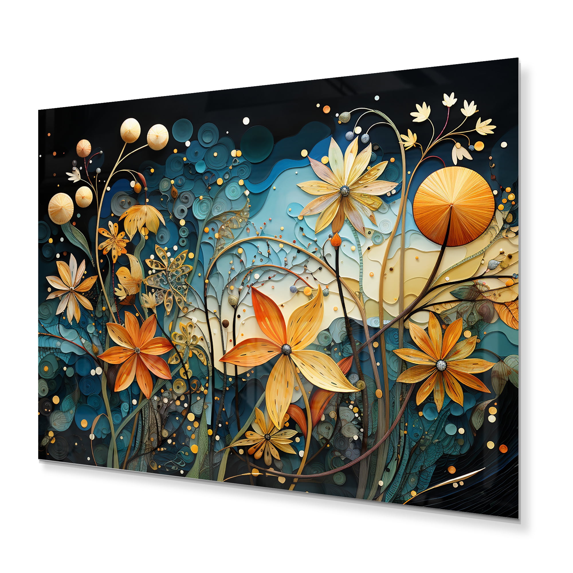 Designart "Tropical Tangle Orange Blue painting VI" Abstract Collages ...