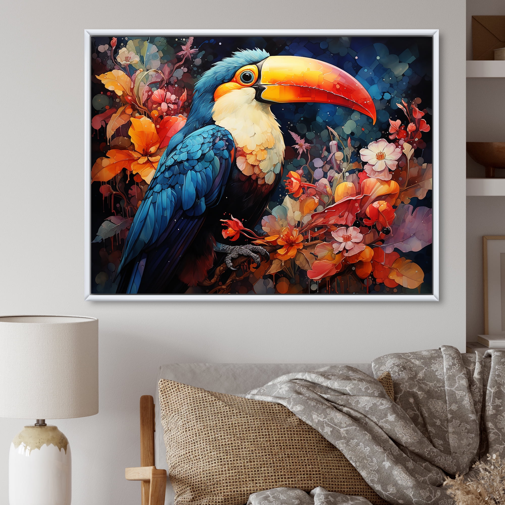 Designart "Tropical Toucan Portrait Series I" Animals Framed Wall Art ...