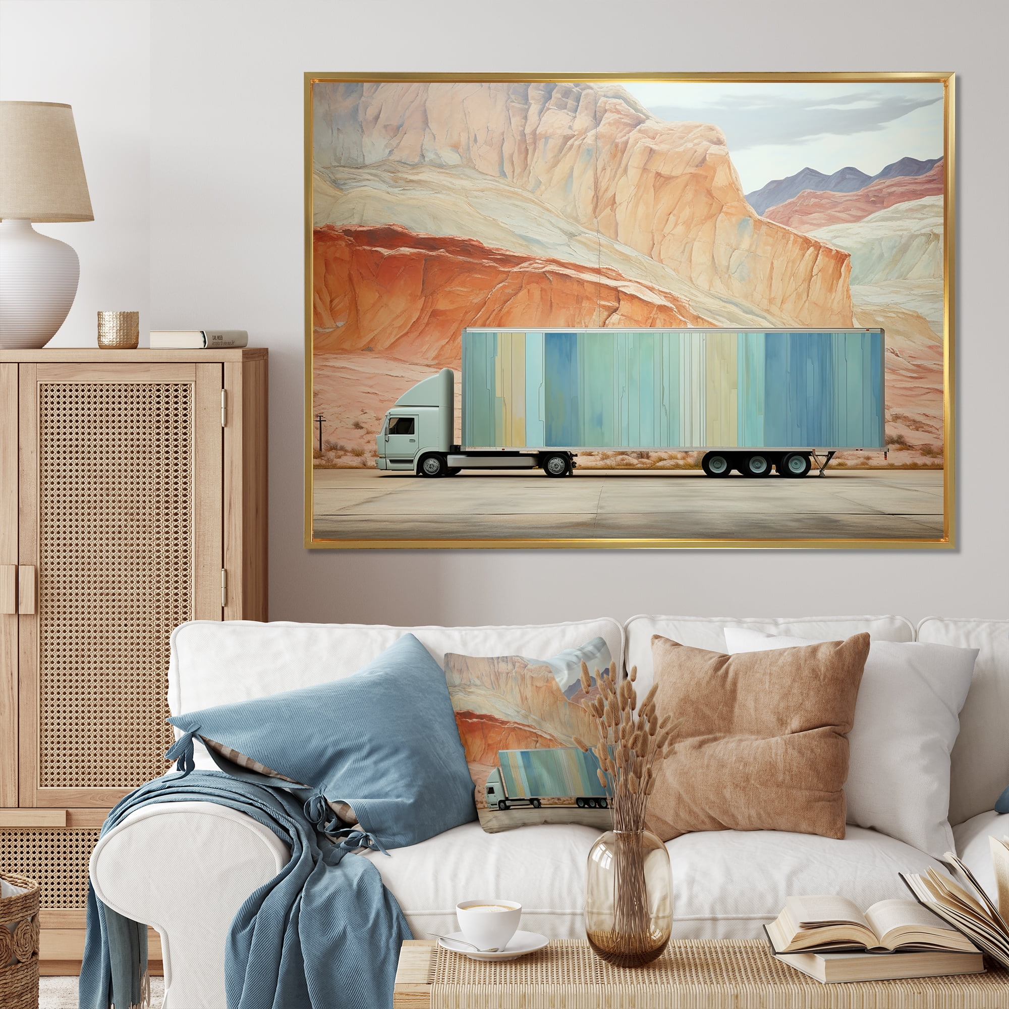Designart "Truck 53Ft Sublime Horizon II" Transportation Floater Framed ...