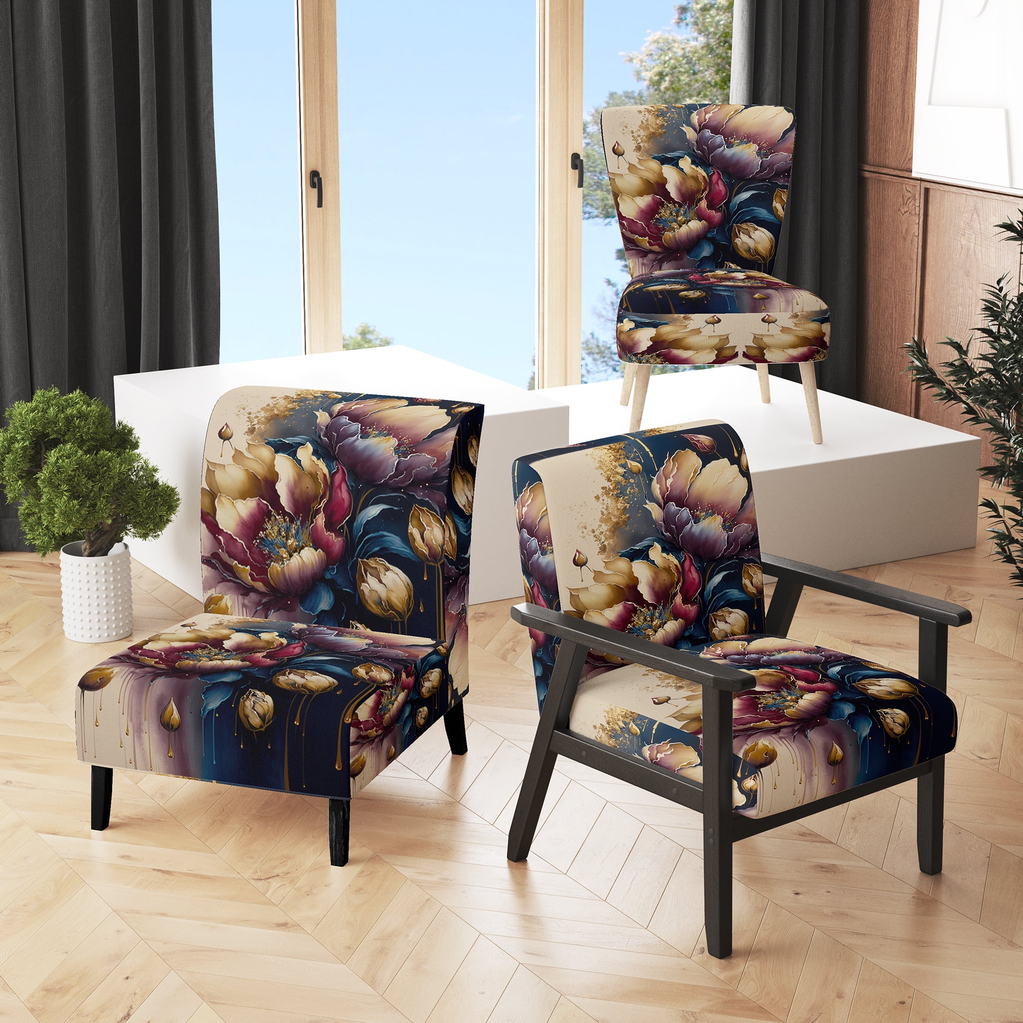 Designart "Tulip Elegance in Night Shades III" Red Floral & Botanical ...