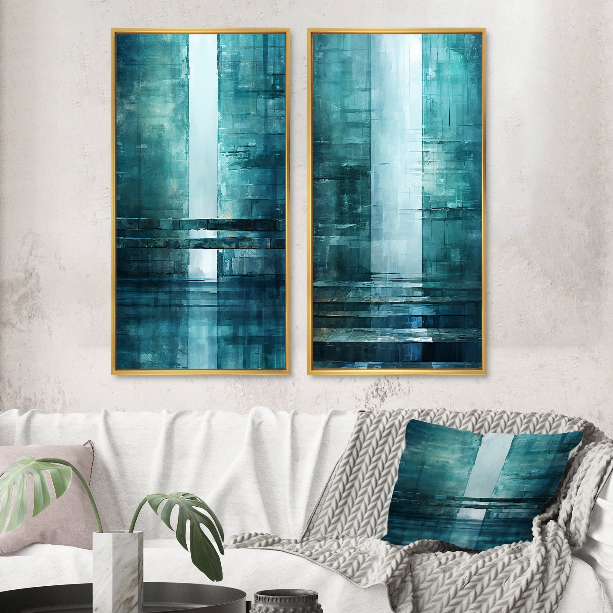 Designart "Turquoise Riverside Door to the Other Side II" Abstract ...