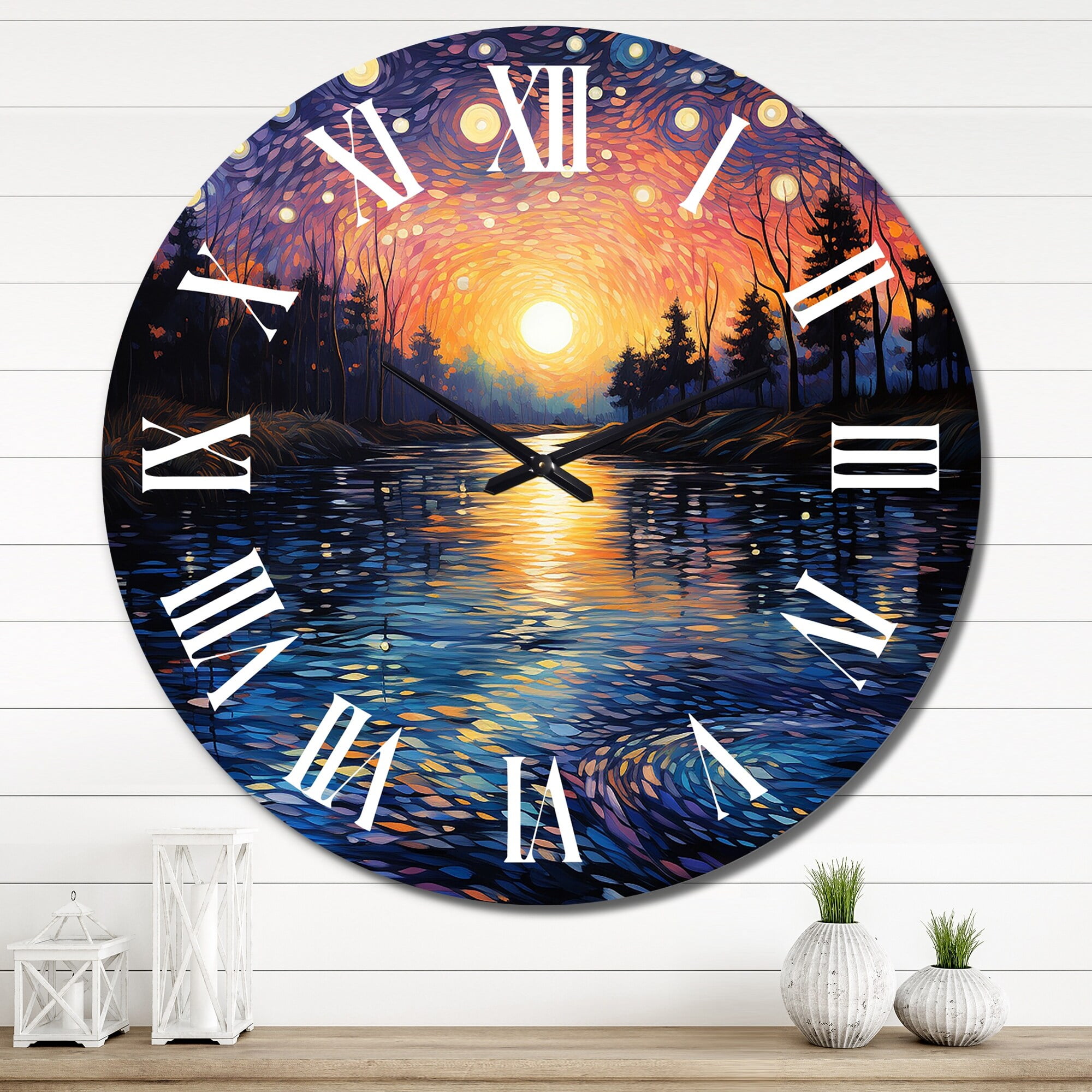Designart "Twilight Reflections in Pointillism, Inspired by Van Gogh ...