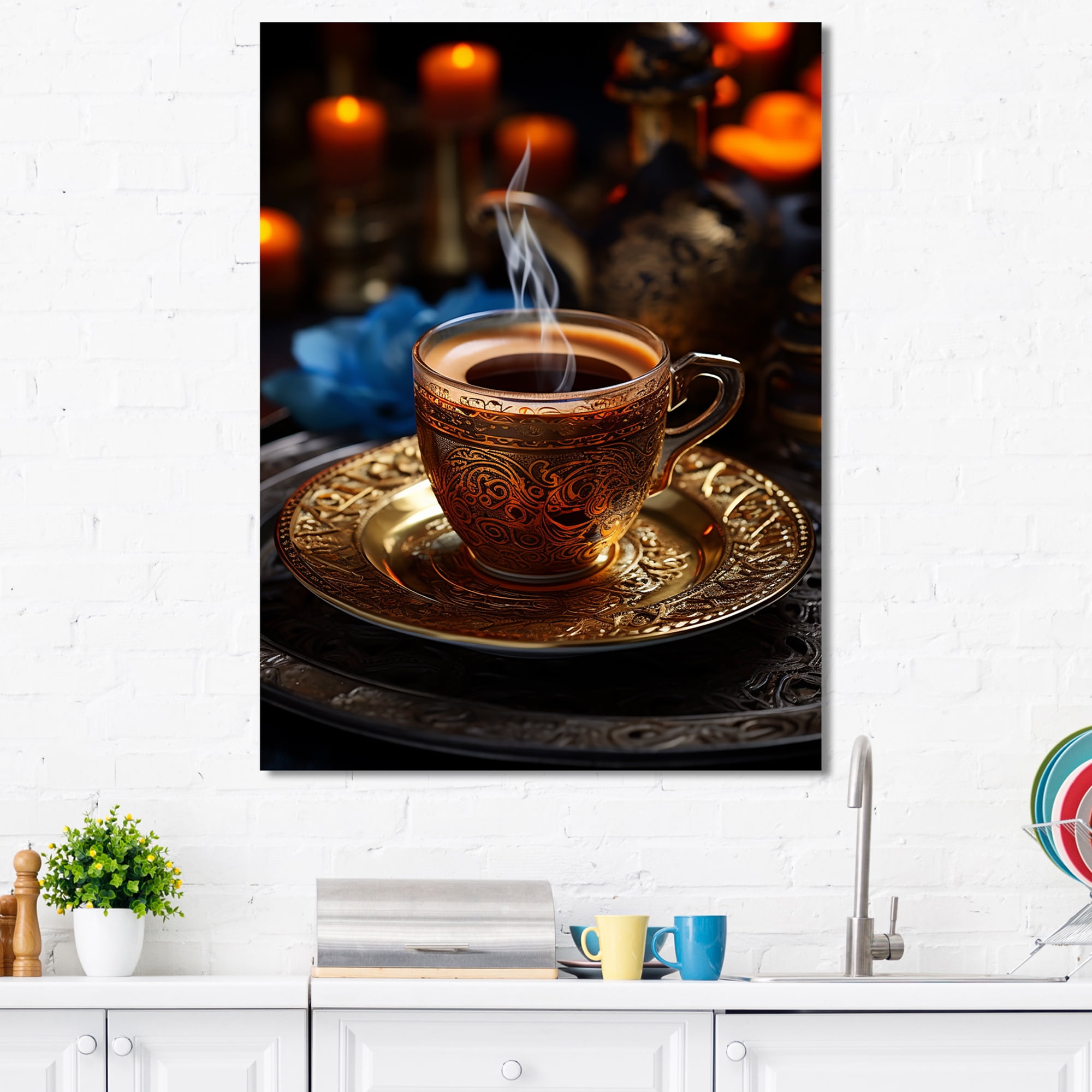 Designart "Twilight With Turkish Coffee III" Coffee Wall Decor ...
