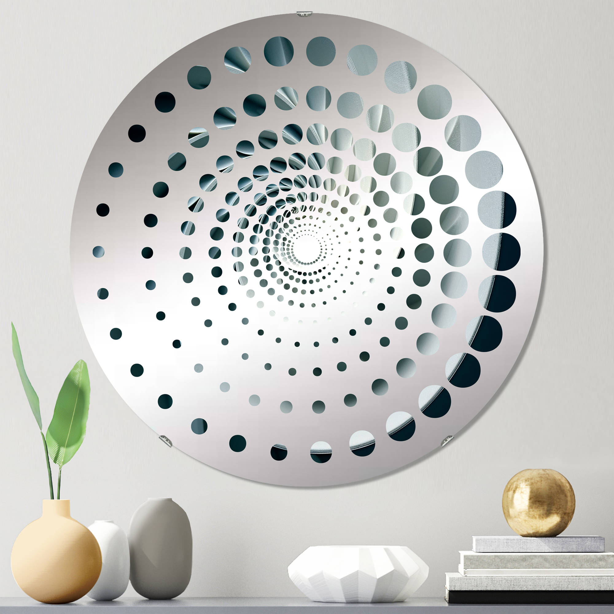 Designart "Twirling Turquoise Shellfish Spiral" Nautilus Spiral Dot ...