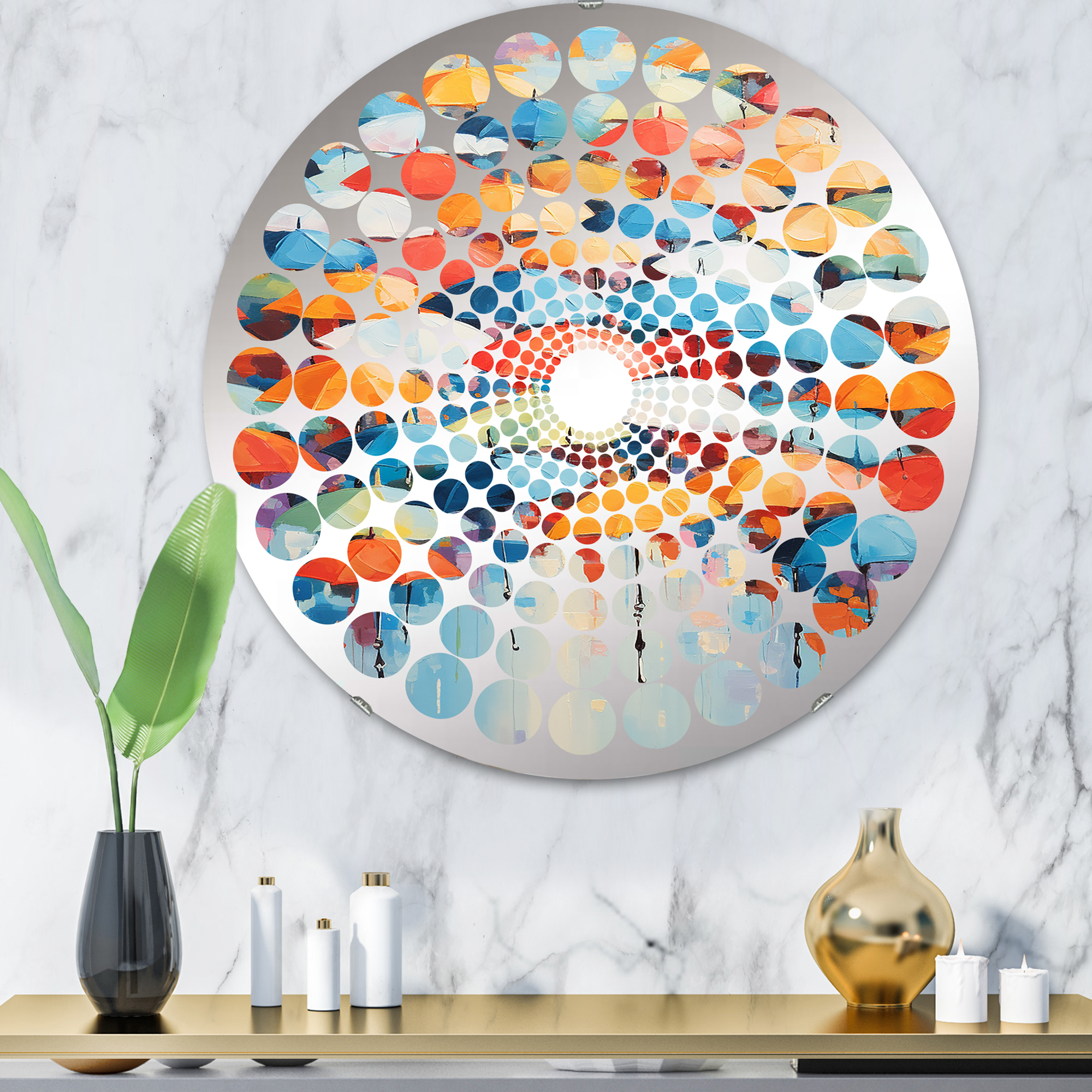 Designart "Umbrella Canopy in the Sky II" Sky Radial Dot Round Wall ...