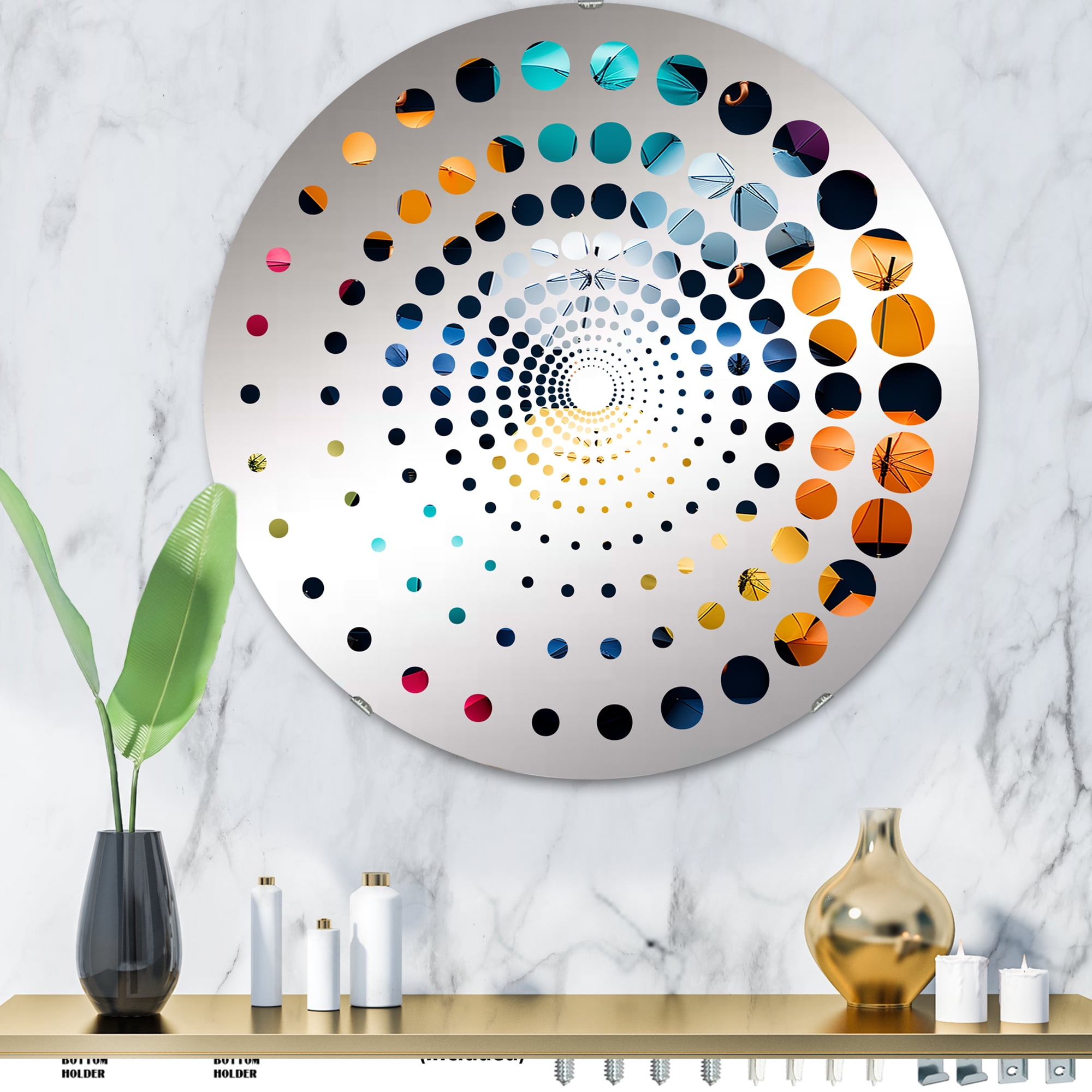 Designart "Umbrella Canopy in the Sky III" Sky Spiral Dot Round Wall ...