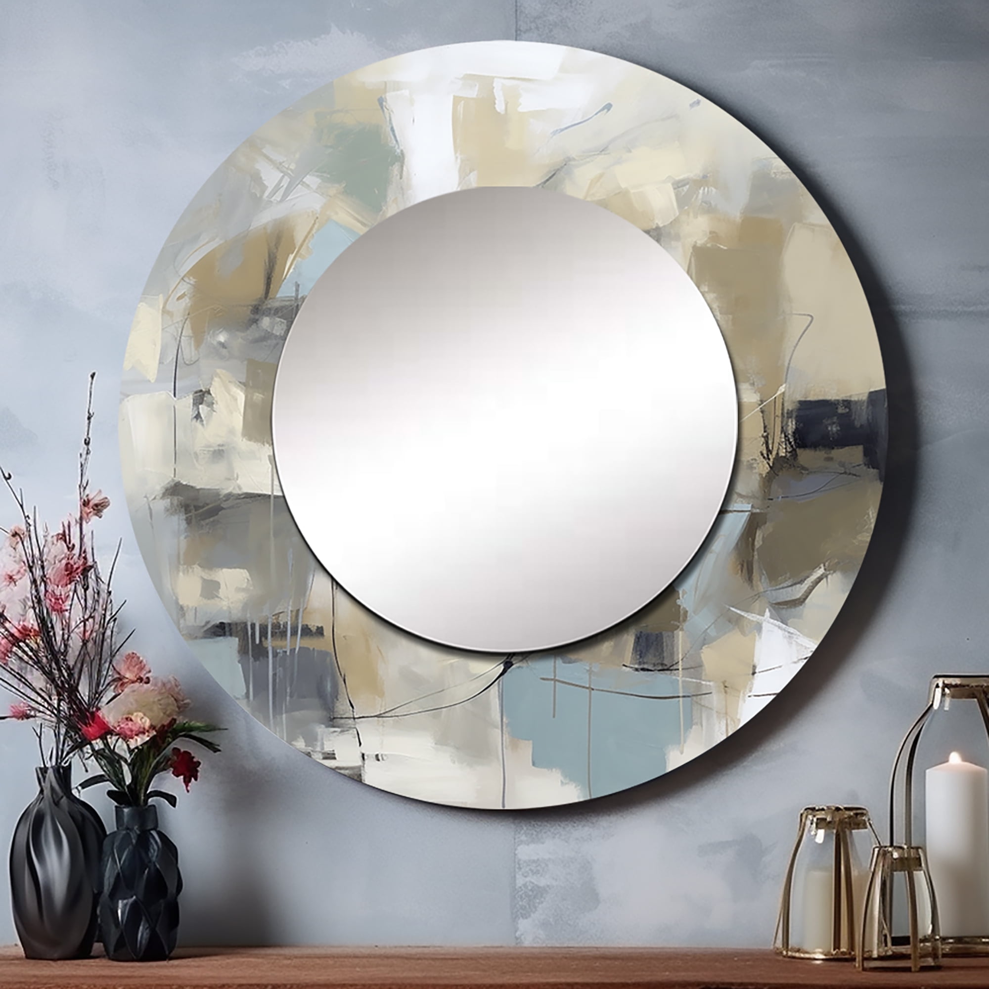 Designart "Unbounded Creativity Beige and Grey I" Abstract Painting ...