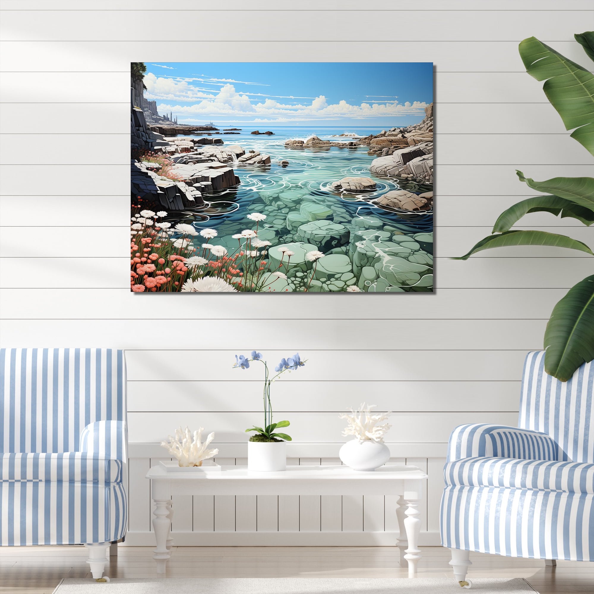 Designart "Unbridled Beauty In Beach Landscapes III" Coastal Coral ...