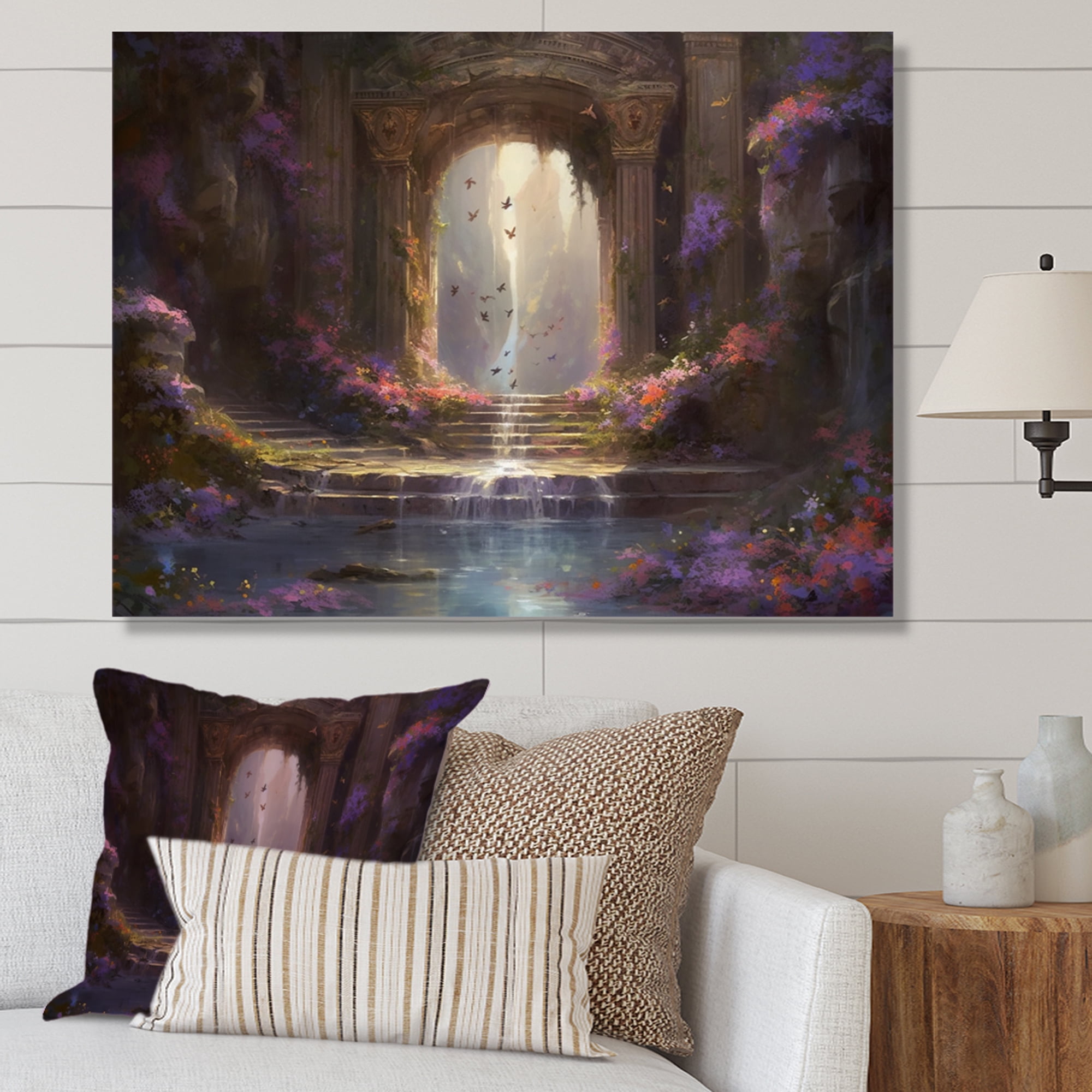 Designart "Under Water Cave Oasis" Cottage Landscape Wall Art Print ...