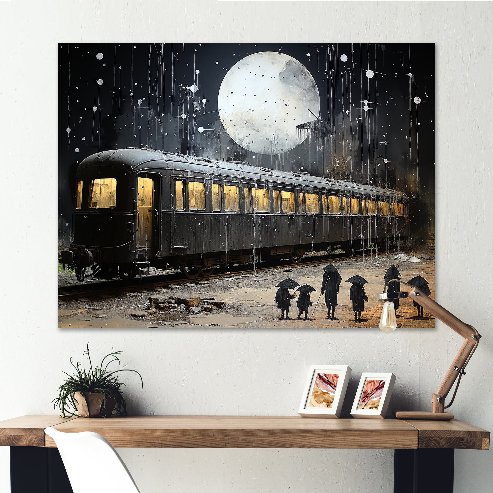 Designart "Union Station Noir Black Train Station I" Performing Arts ...