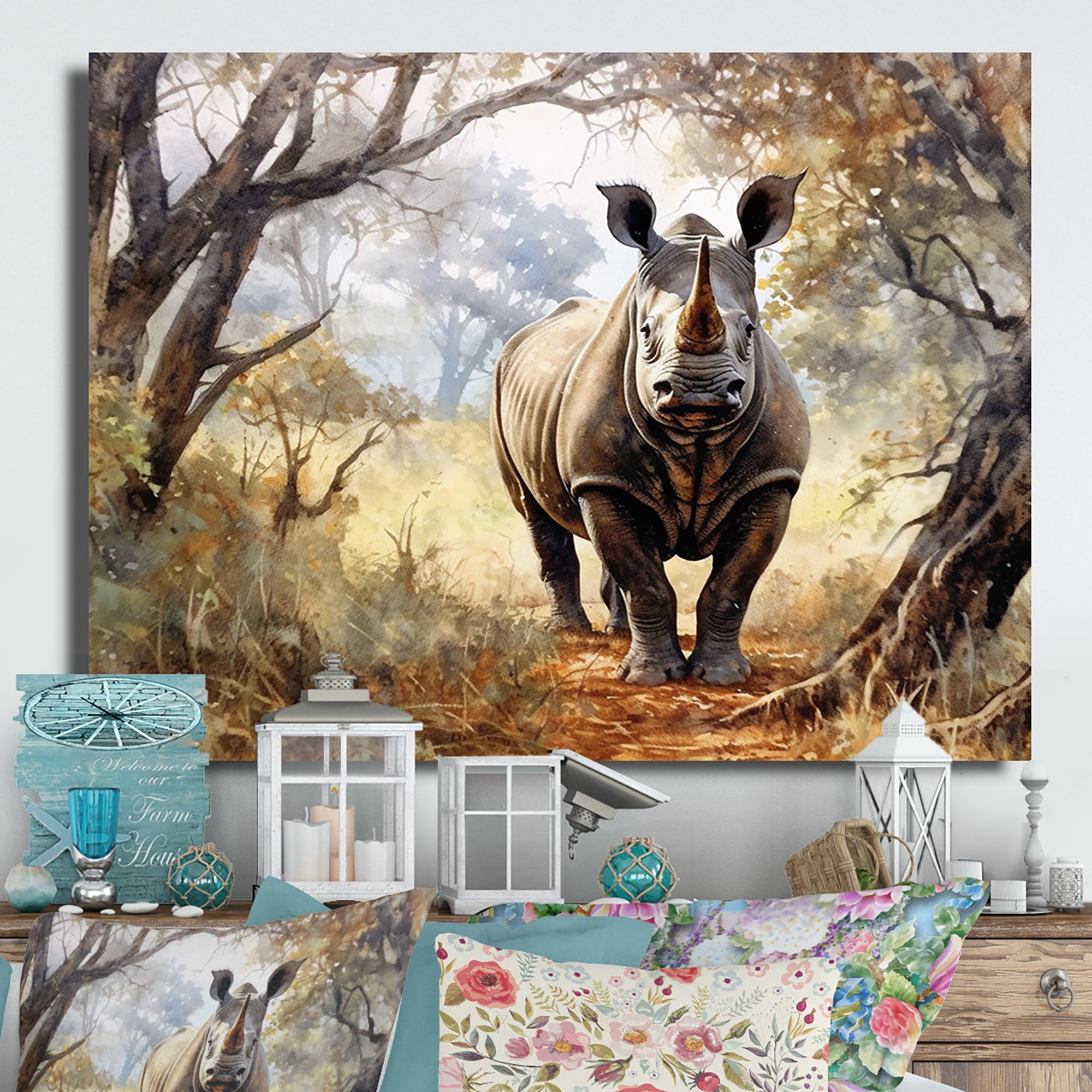 Designart "Untamed Rhinoceros II" Animals Metal Wall Decor - Walmart.com
