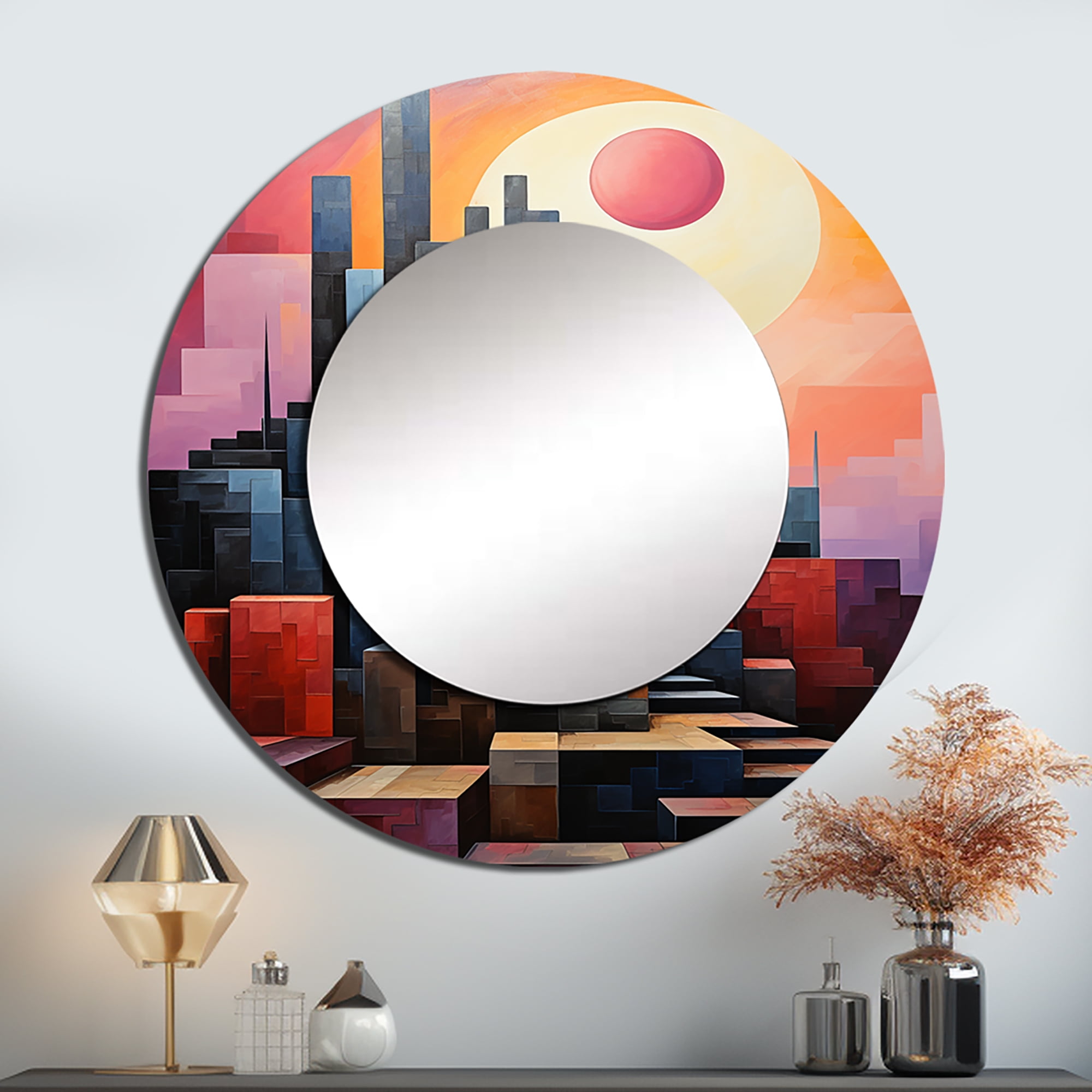 Designart "Unveiled Sunsets at Monuments I" Monuments Round Mirror Wall ...