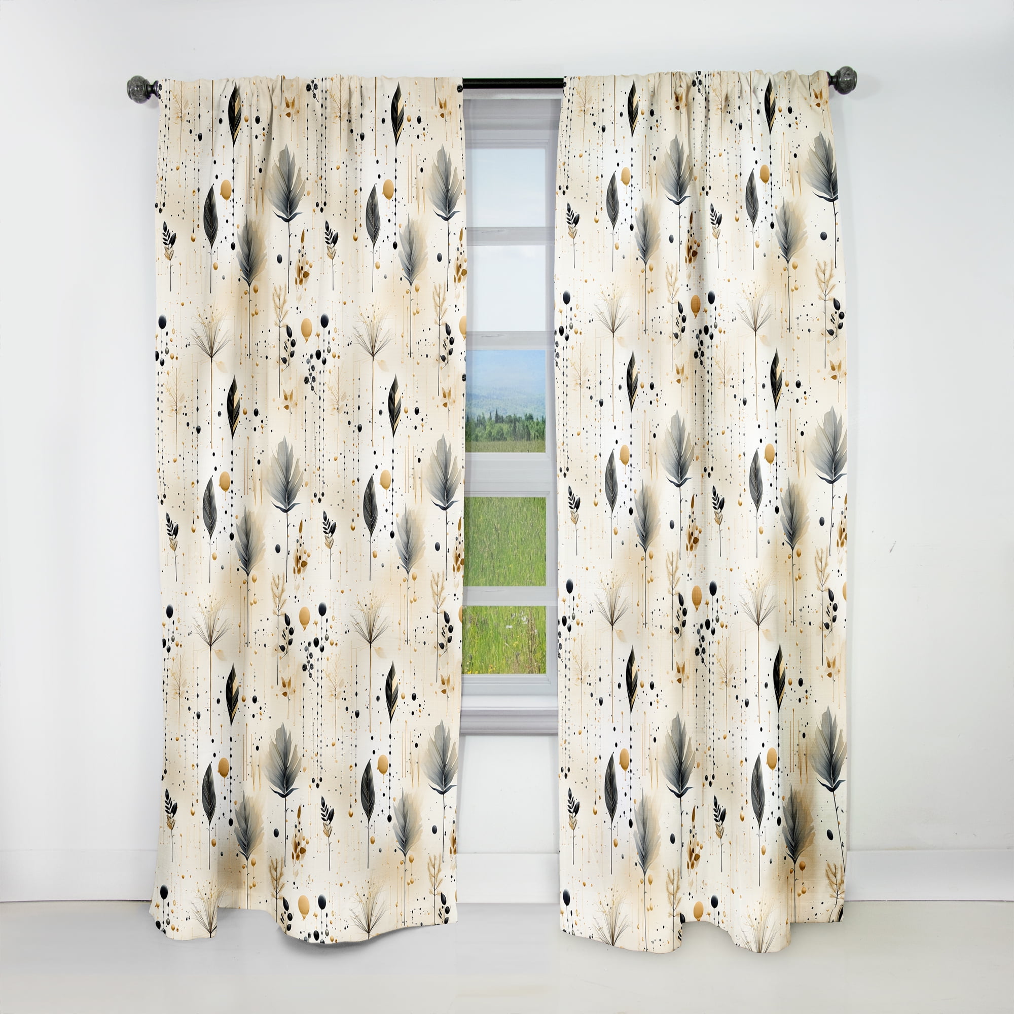 Designart "Urban Fern Elegance I" Floral Blackout Curtain Single Panel ...