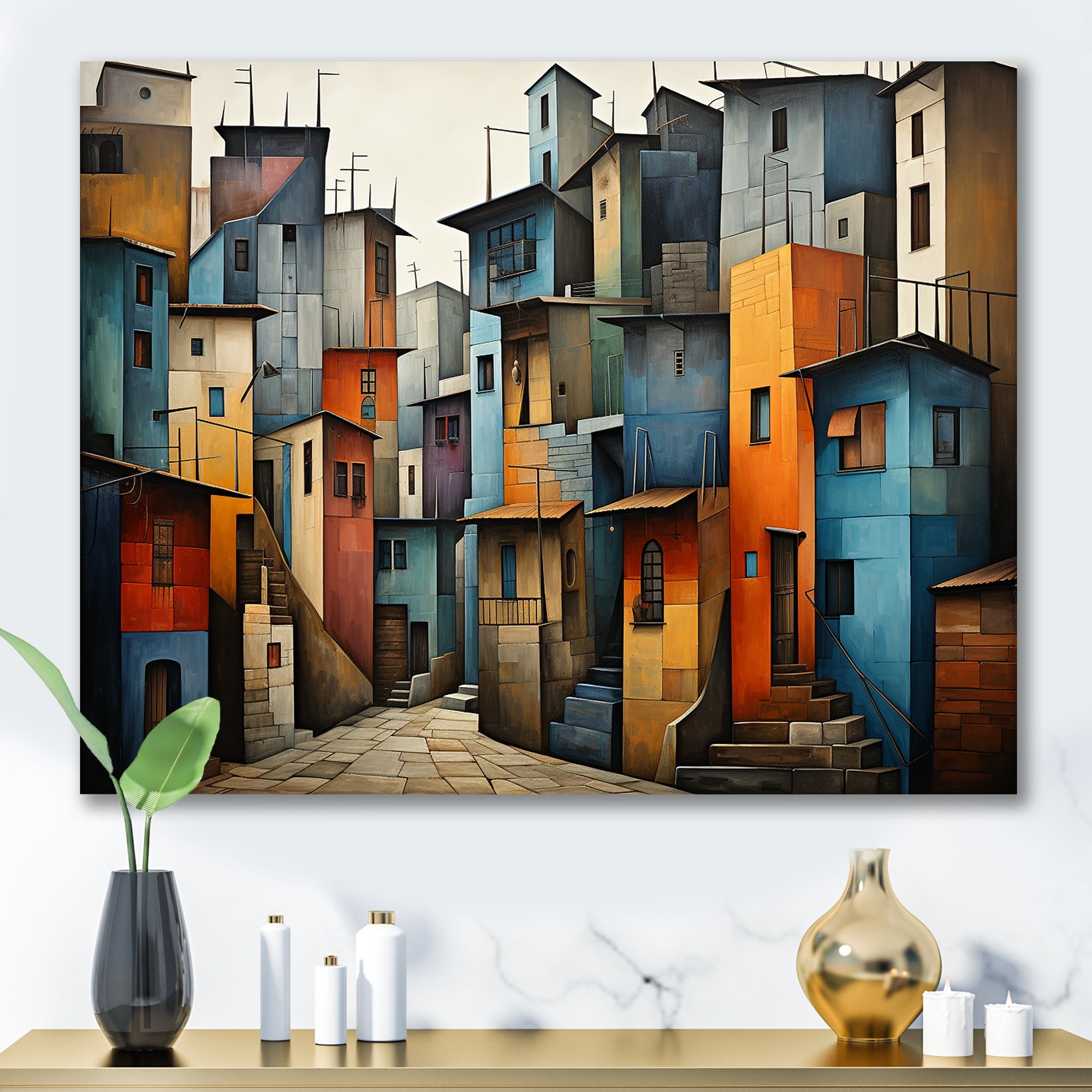 Designart "Urban Landscape In Cubist Horizon" Cubism Wall Art Living ...