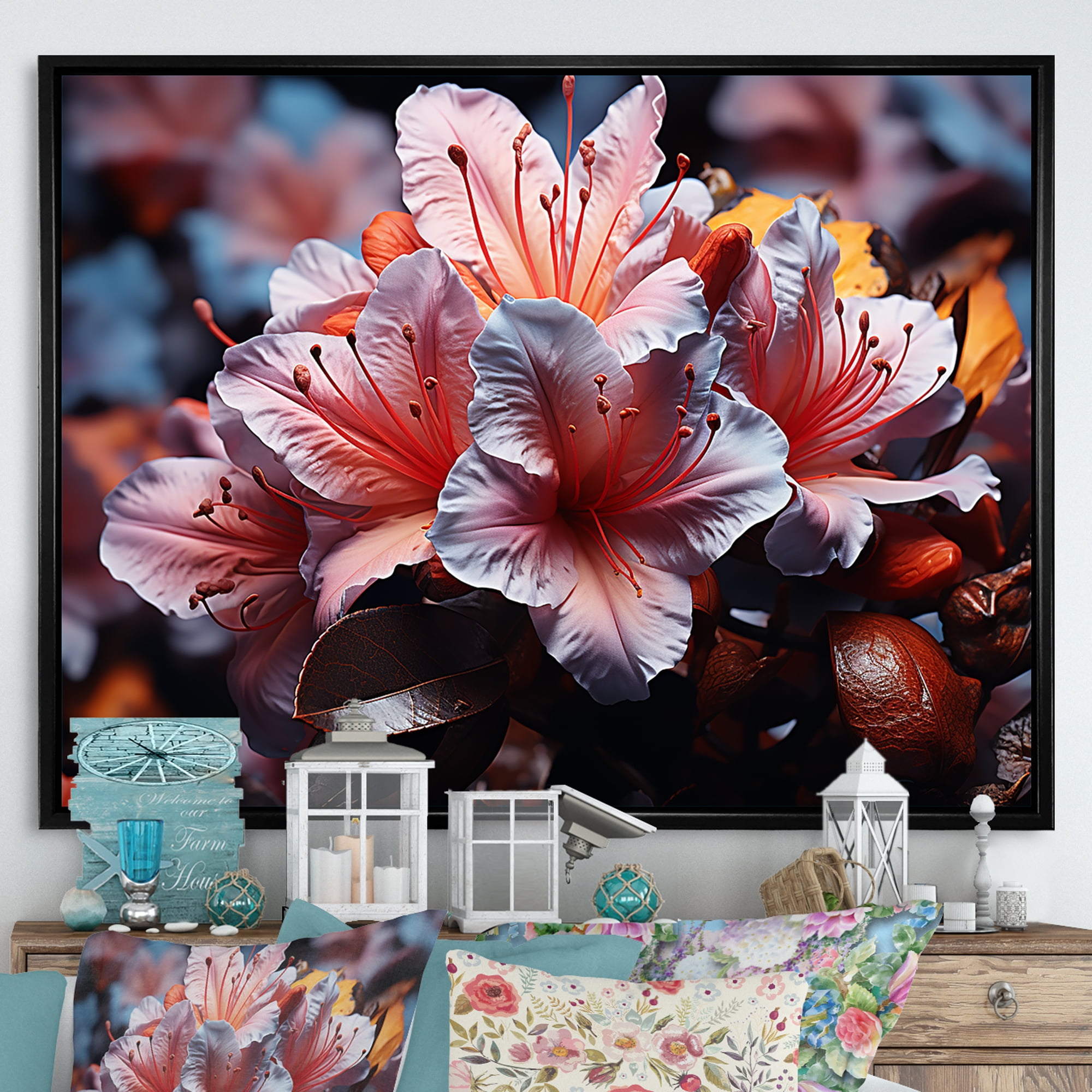 Designart "Urban Oasis In Graffiti Rhododendron" Rhododendron Floater ...