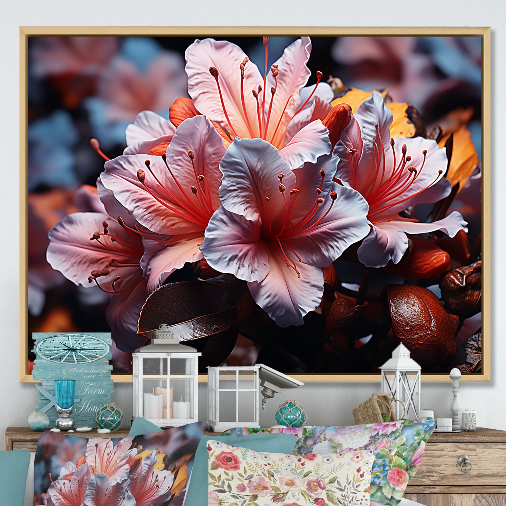 Designart "Urban Oasis In Graffiti Rhododendron" Rhododendron Floater ...