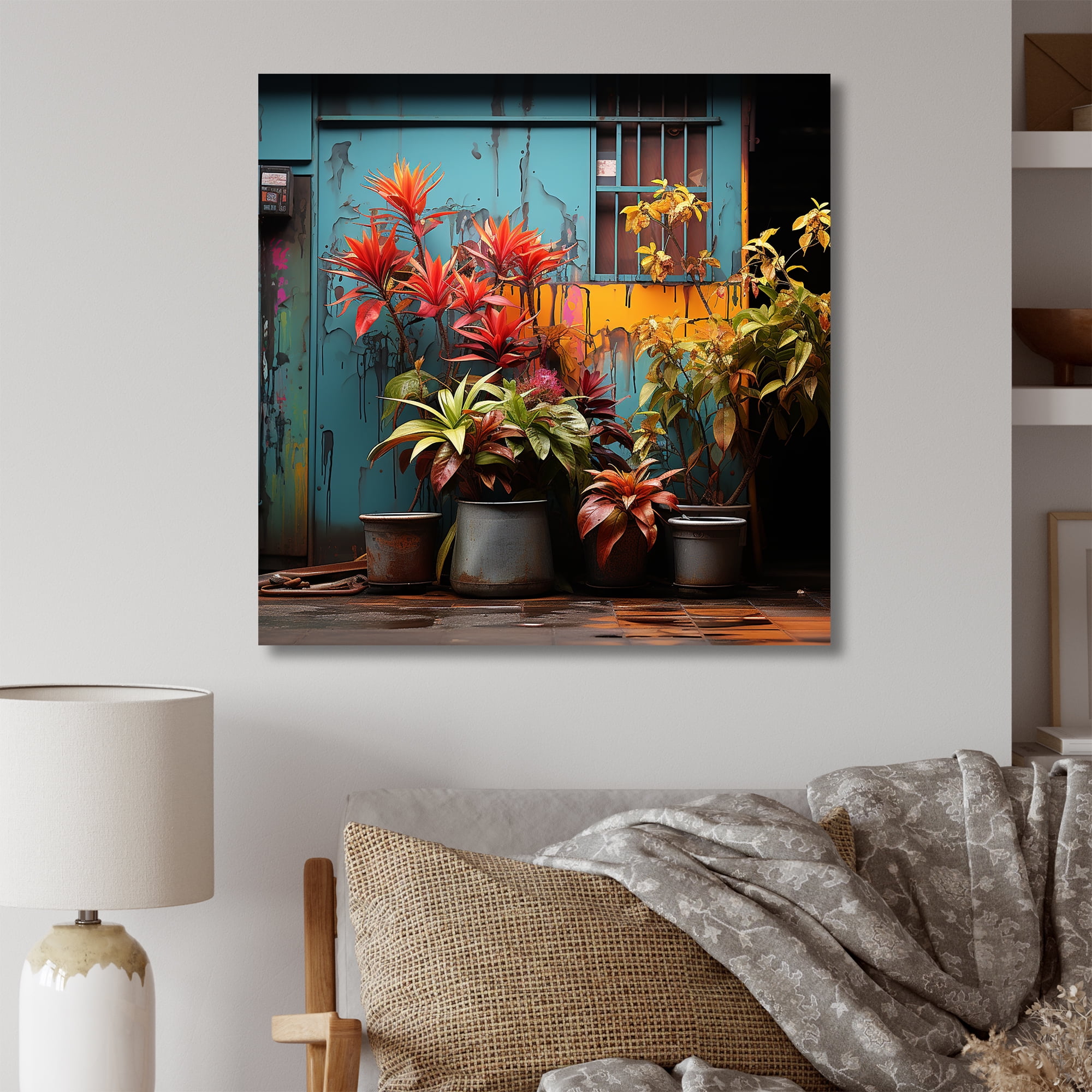Designart "Urban Poetry In Graffiti Greenery II" Plants Wall Art Prints ...