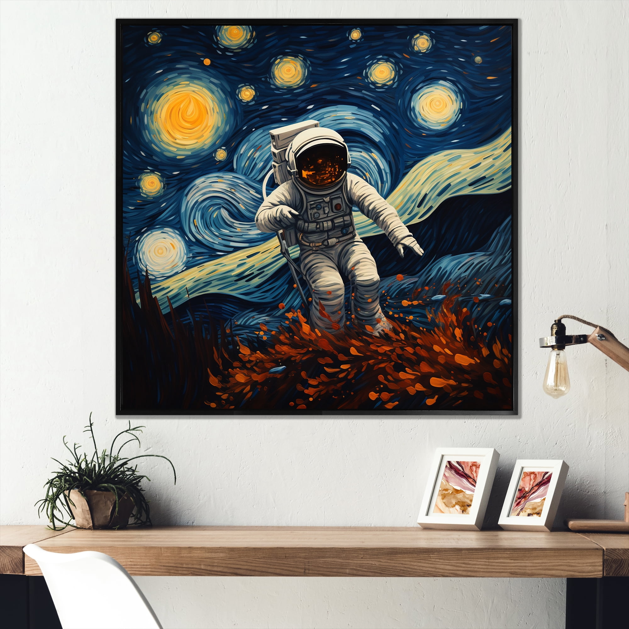 Designart "Van Gogh Astronauts in Space II" Astronomy & Space Framed ...