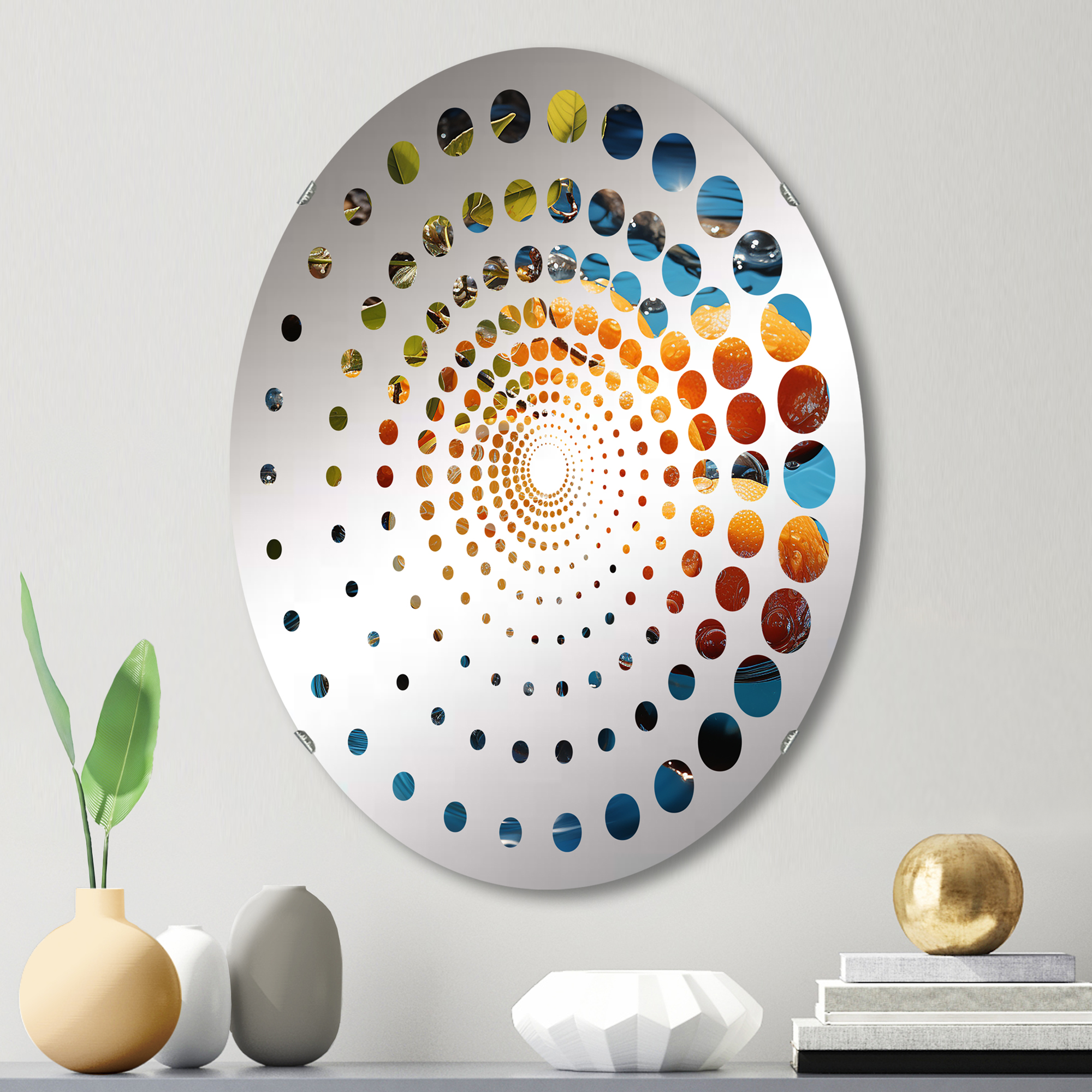 Designart "Vase with Oranges in Fruit Still Life" Fruits Spiral Dot ...