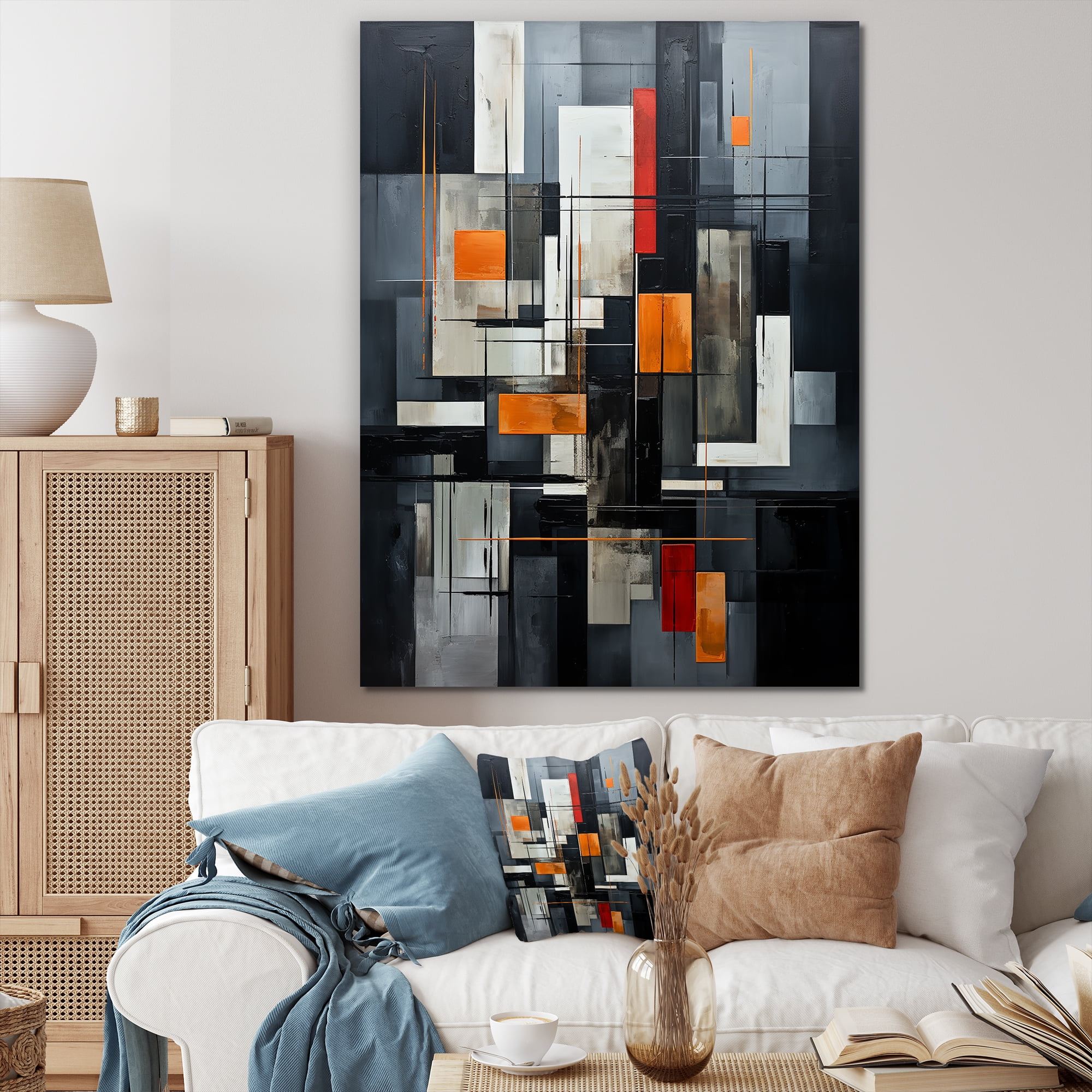 Designart "Vector Of Onyx Opulence I" Abstract Shapes Wall Art Living ...