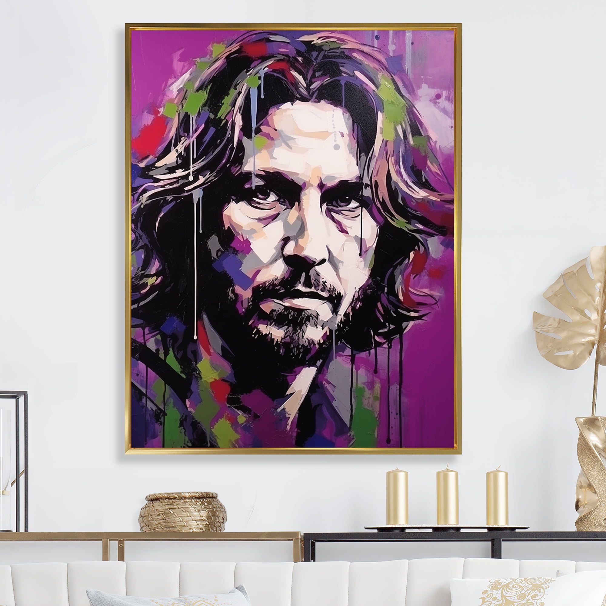 Designart "Vedder In Violet Portrait I" Pop Art Floater Framed Wall ...