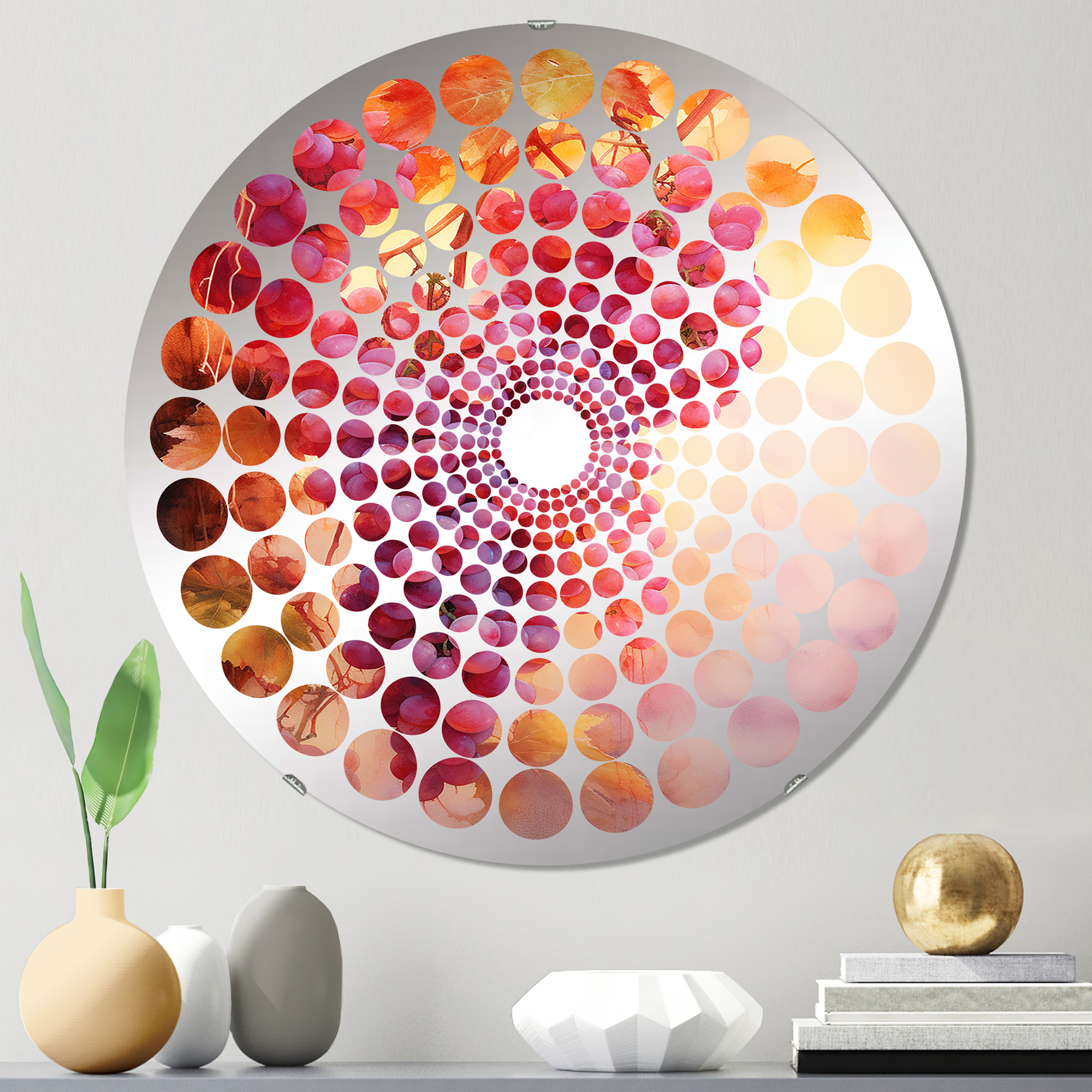 Designart "Veiled Vineyard I" Wine Radial Dot Round Wall Mirror - Food ...