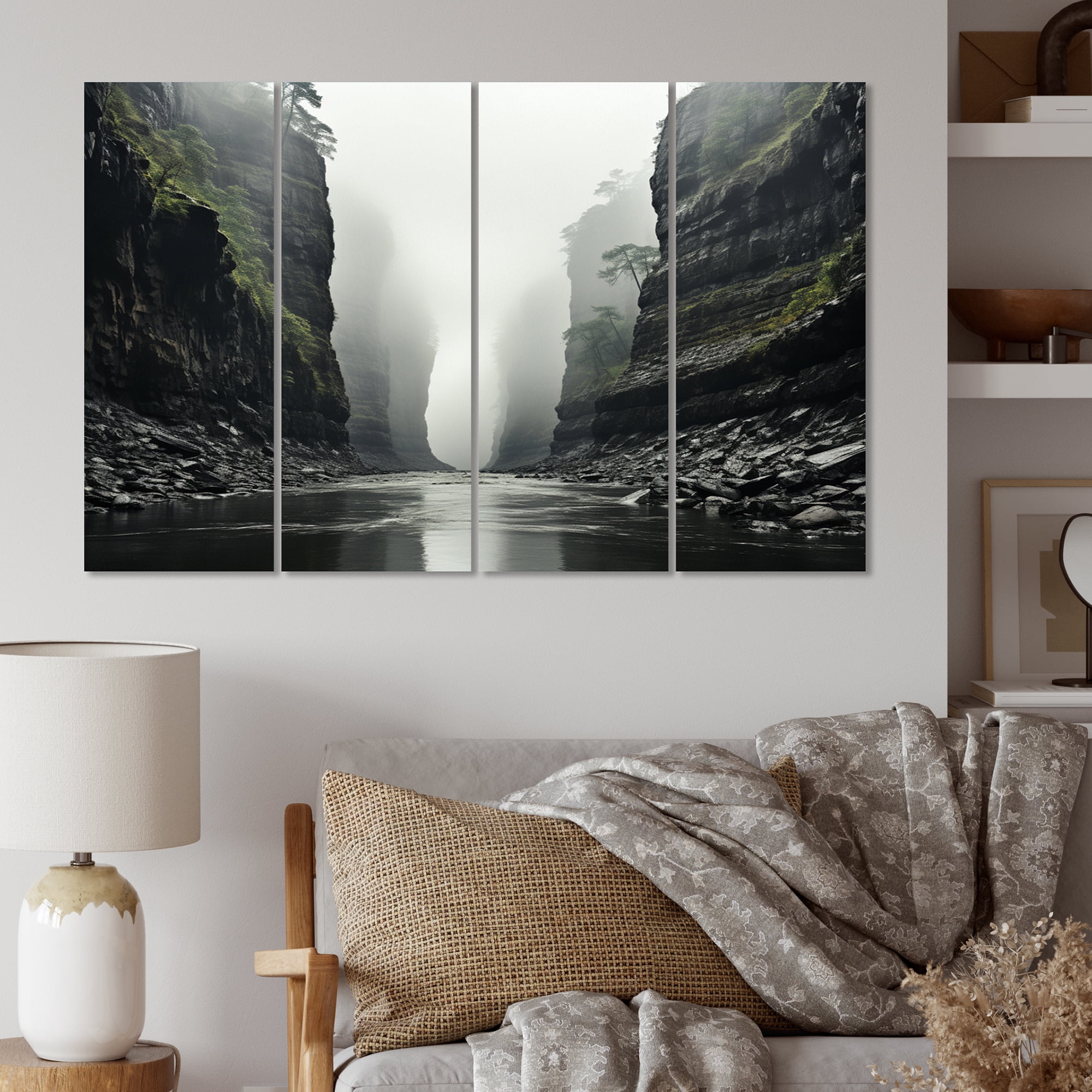 Designart "Veiled in Fog Canyon Mystery II" Landscapes Metal Wall Decor ...