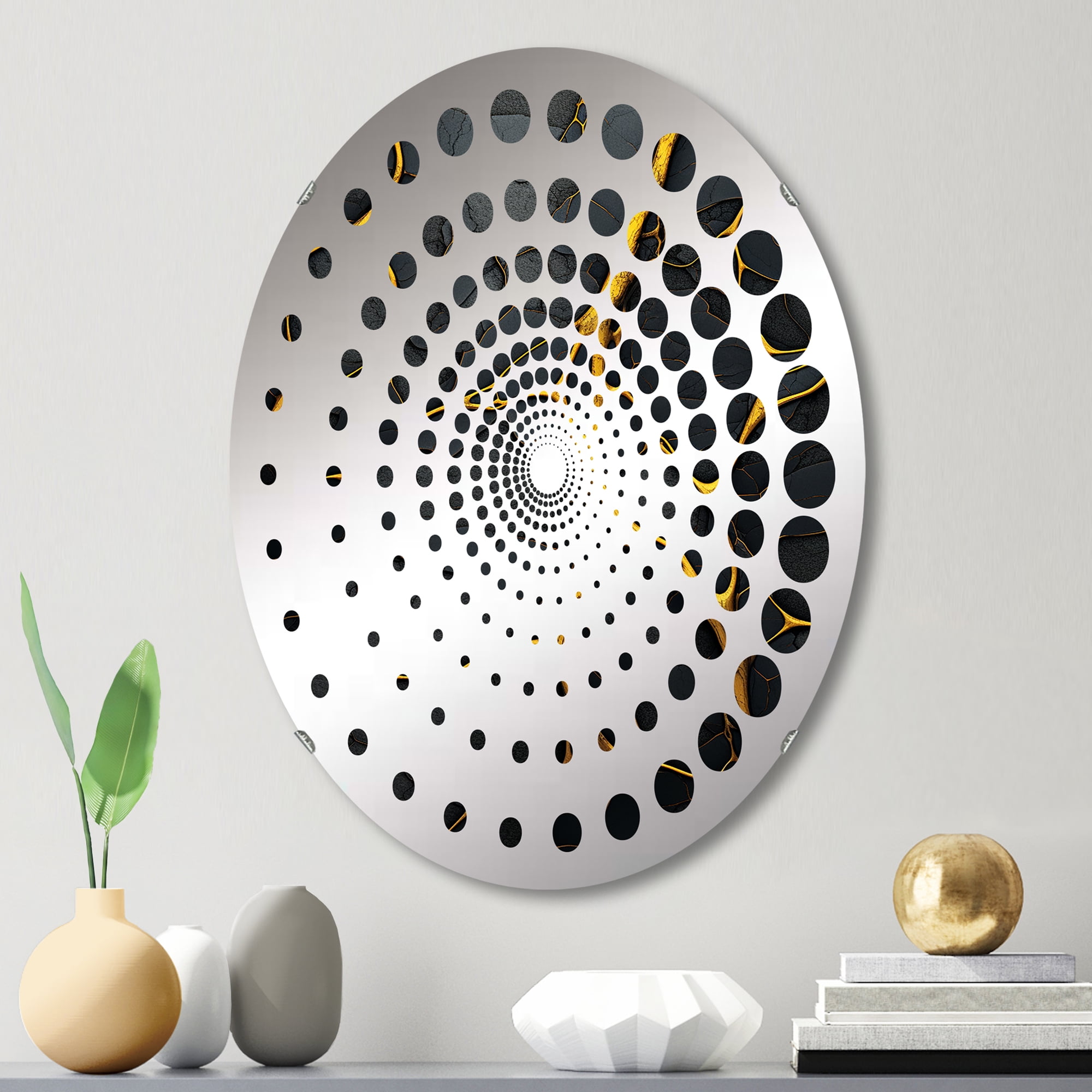 Designart "Veins of Molten Volcanic Lava I" Volcano Spiral Dot Round ...