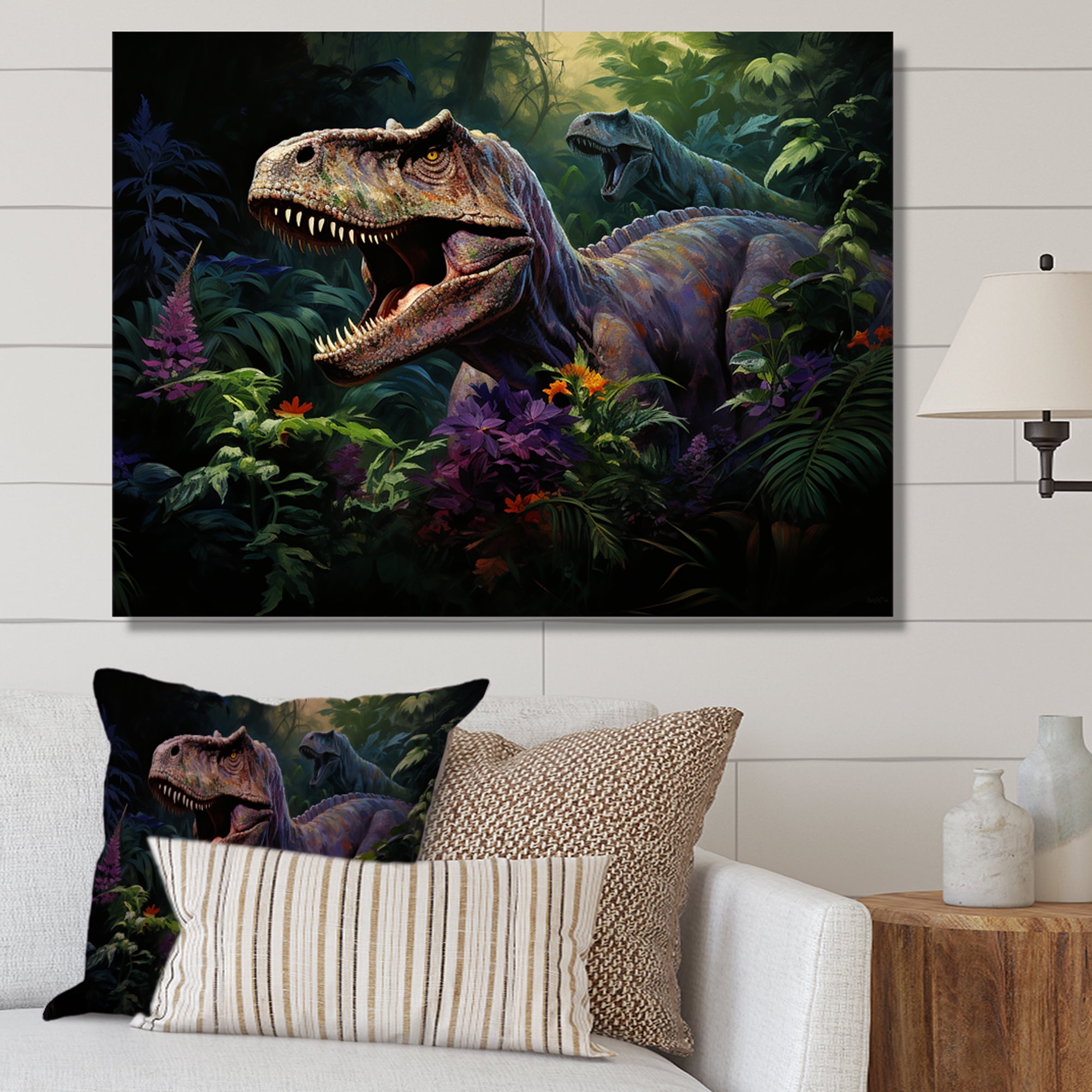Designart "Velociraptors Roaming in the Jungle" Animals Wall Art ...