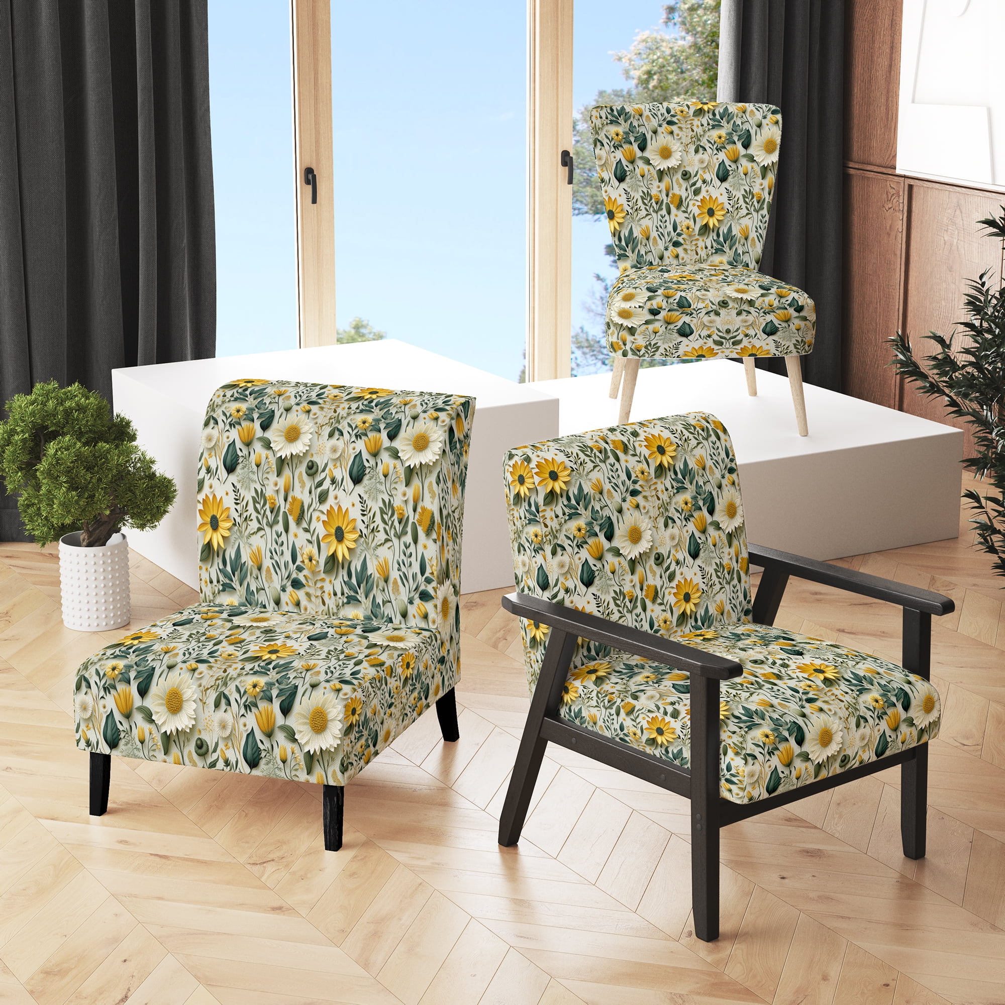 Designart "Verdant Bohemian Charm I" Green Botanical Upholstered Accent ...