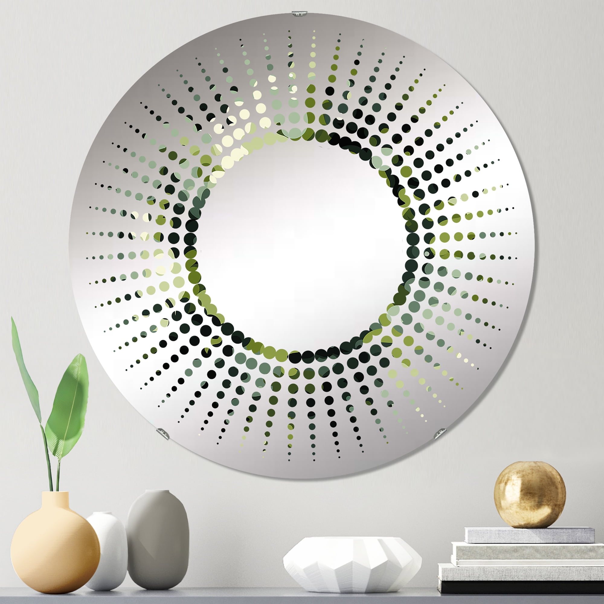 Designart "Verdant Jungle Camo" Camouflage Starburst Round Wall Mirror ...
