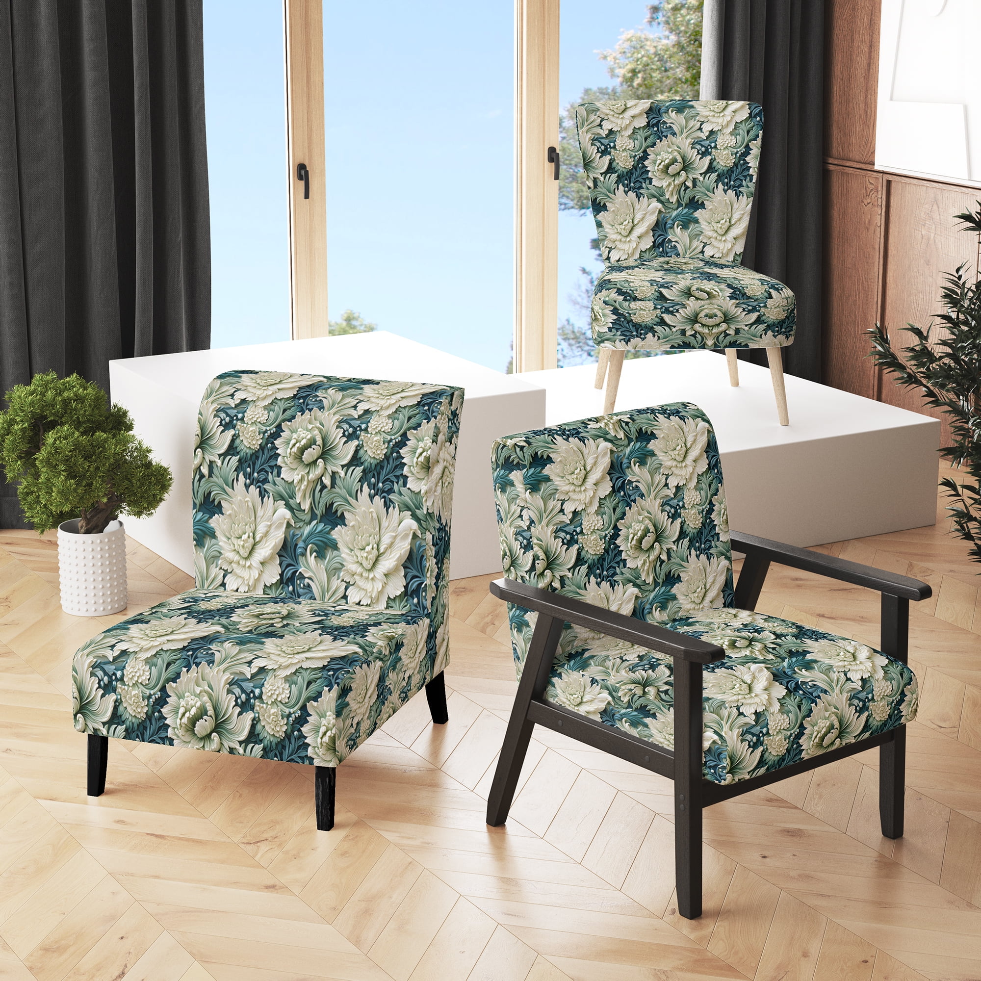 Designart "Verdant Paisley Paradise" Green Damask Upholstered Accent ...