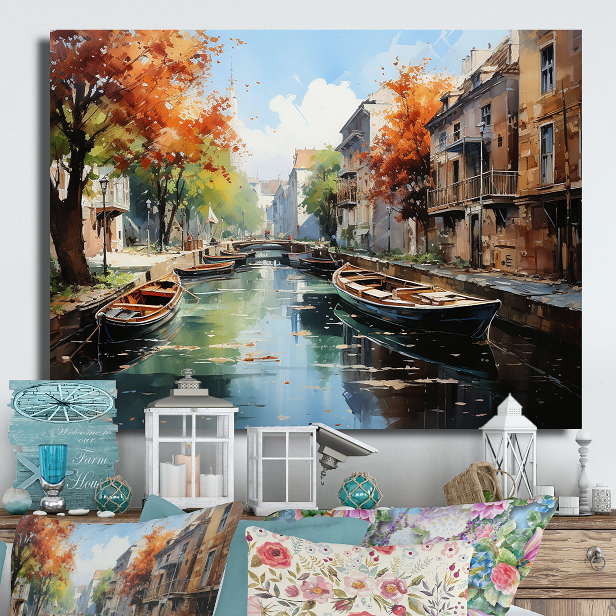 Designart "Verdant Waterway Peaks Contrast" Canals Metal Wall Art ...