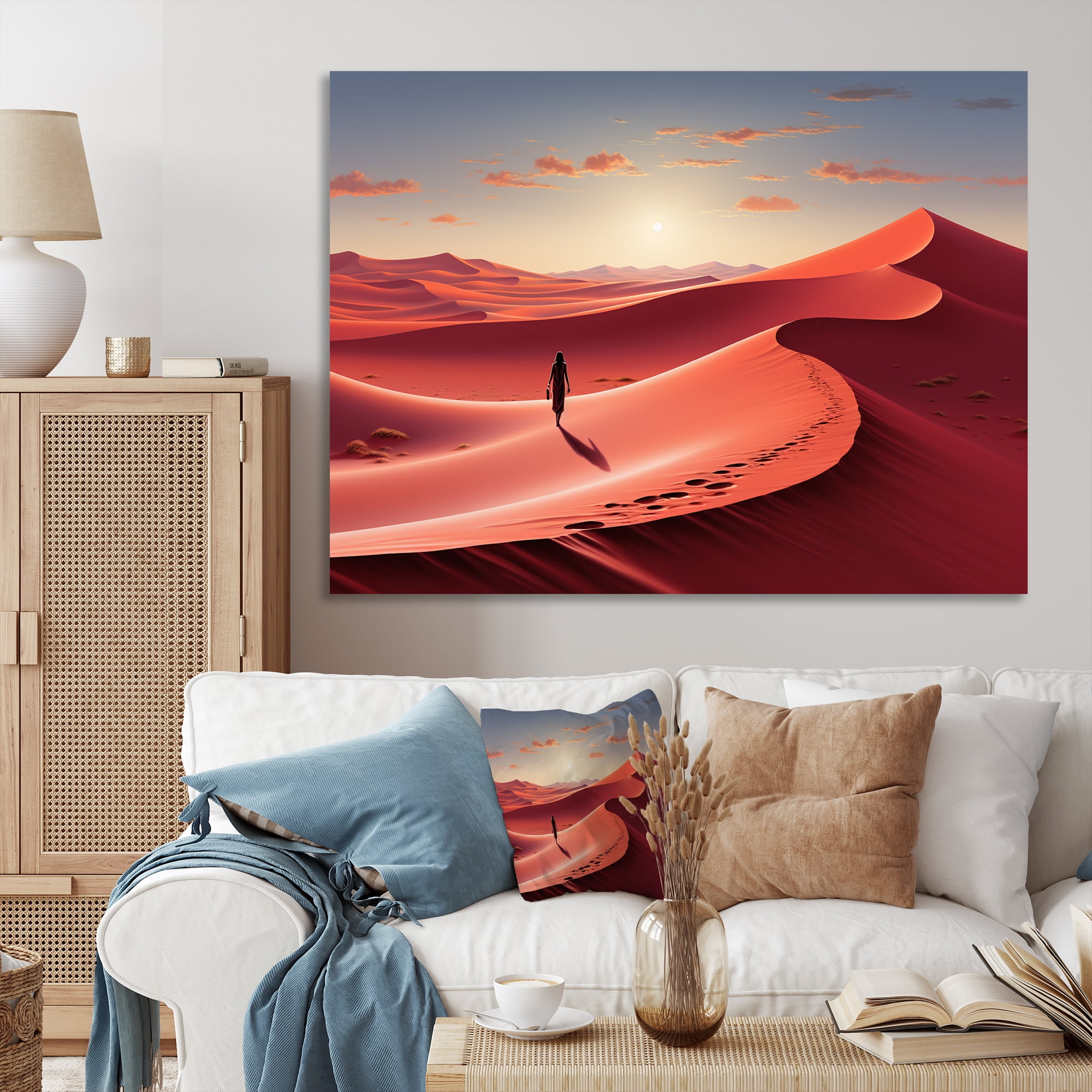 Designart "Vermilion Wanderer Exploring Red and Yellow Dunes II ...