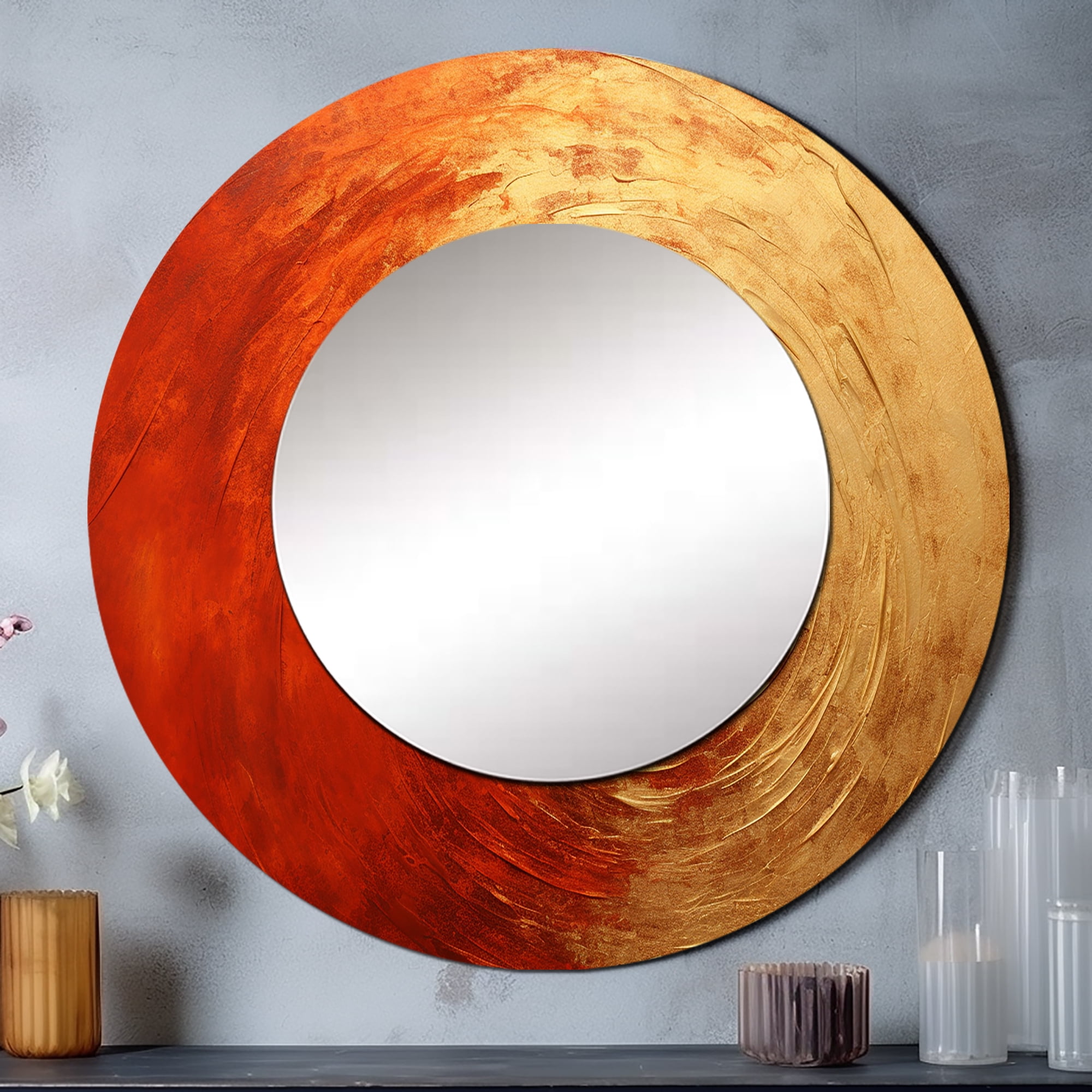 Designart "Vermillion Spiral In Gold And Red Sunset" Abstract Spirals ...