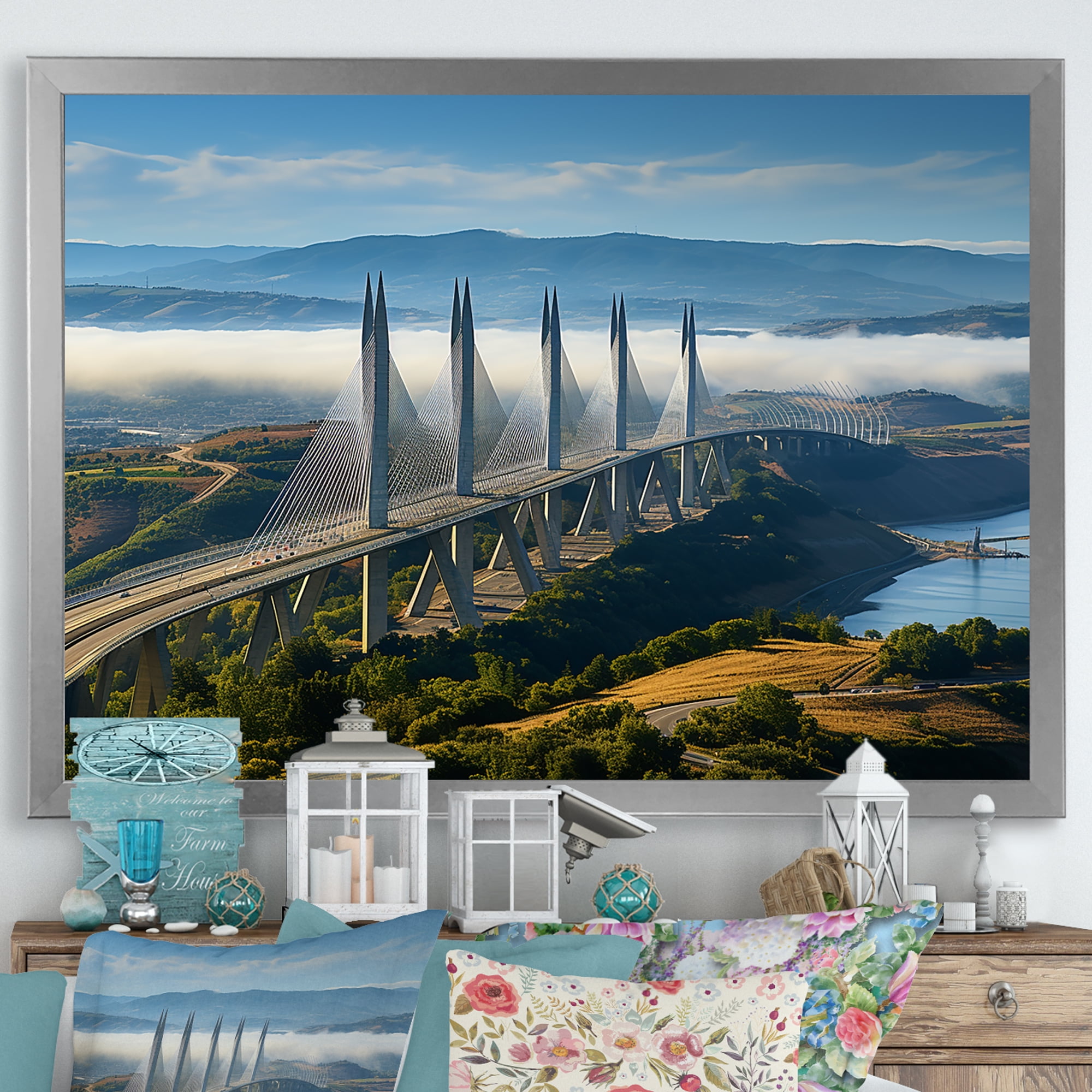 Designart "Viaduct Bridge Sunrise in Italy with Blue Tones I ...