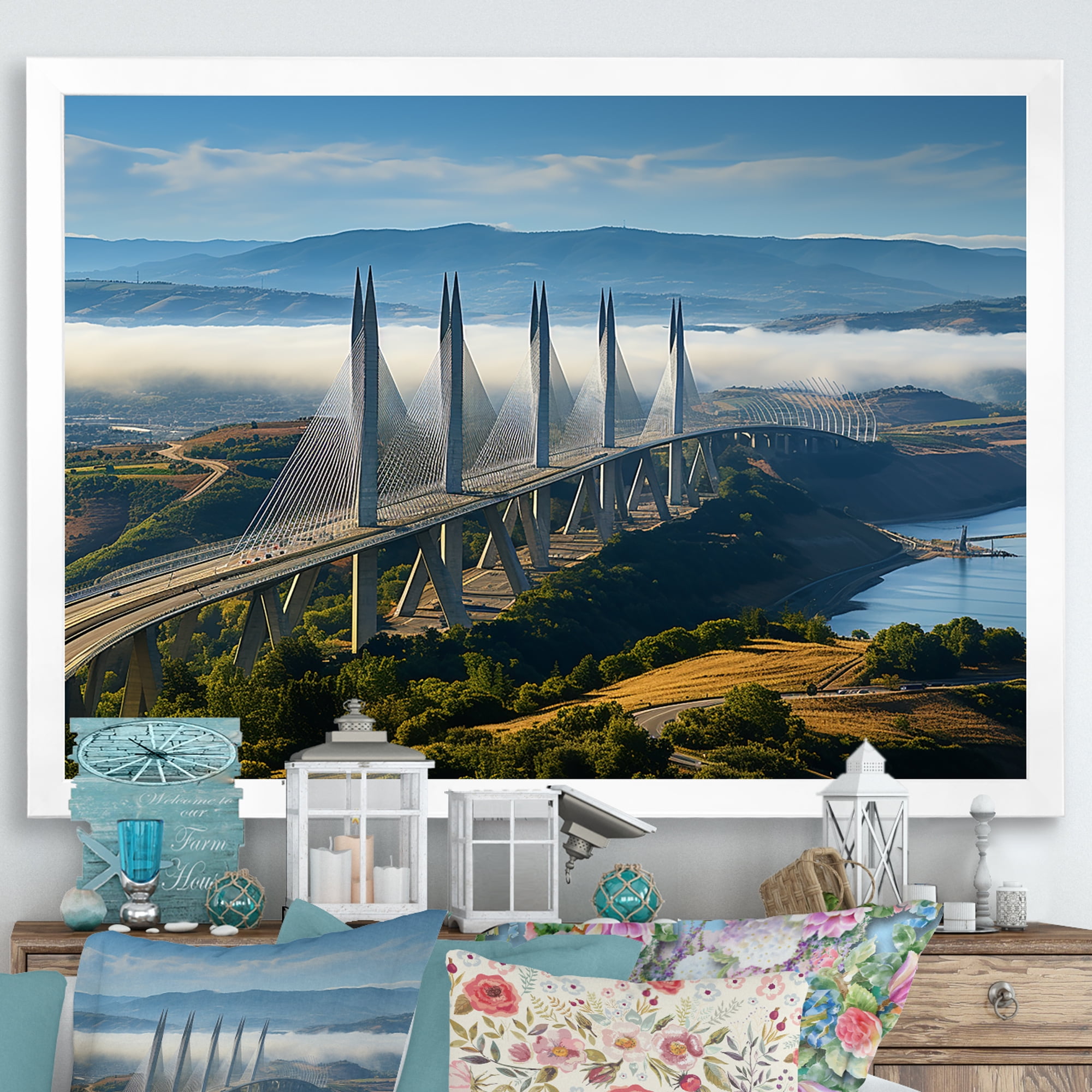 Designart "Viaduct Bridge Sunrise in Italy with Blue Tones I ...