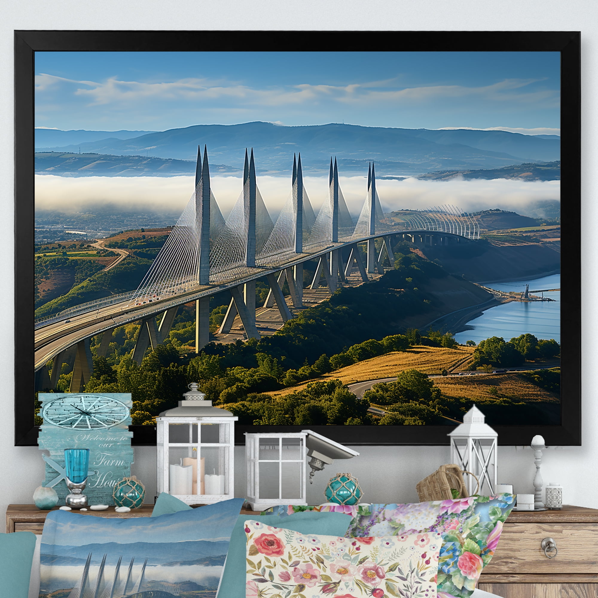 Designart "Viaduct Bridge Sunrise in Italy with Blue Tones I ...