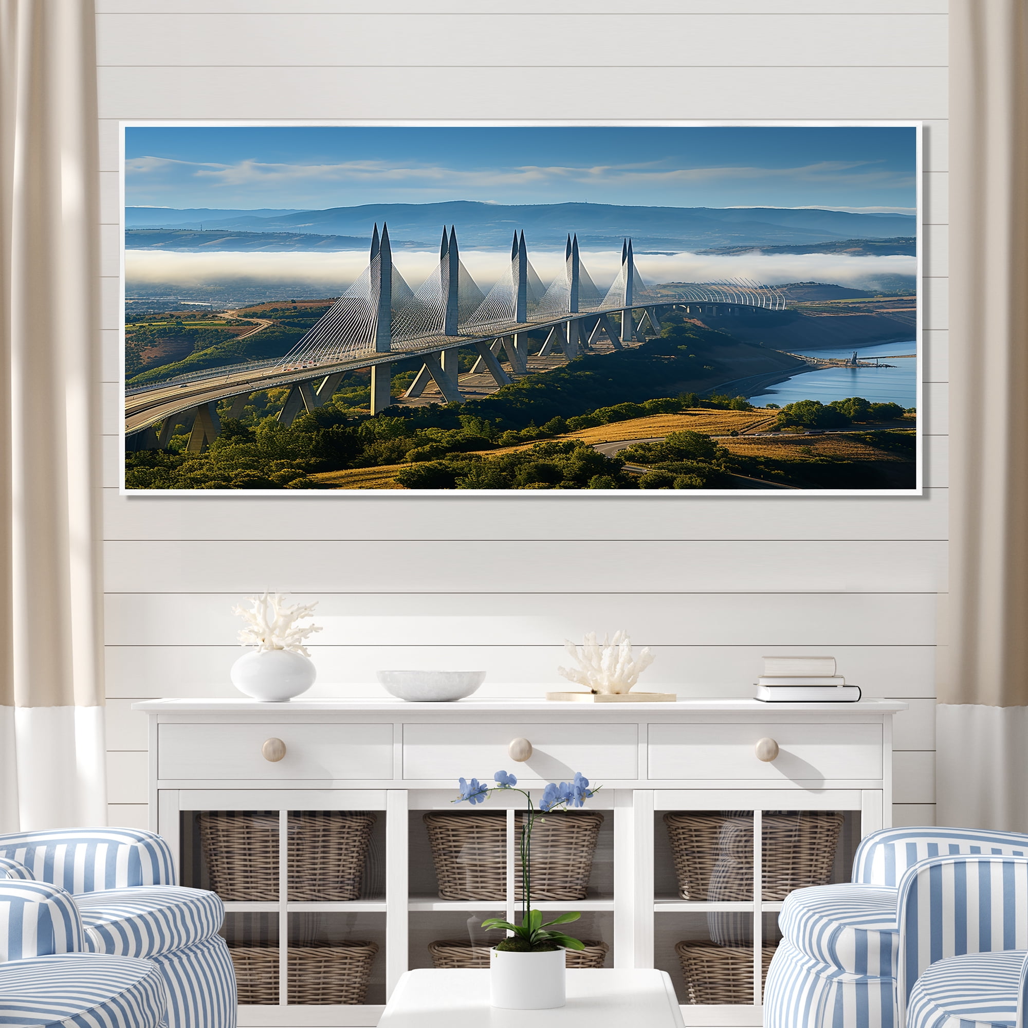 Designart "Viaduct Bridge Sunrise in Italy with Blue Tones I" Extra ...