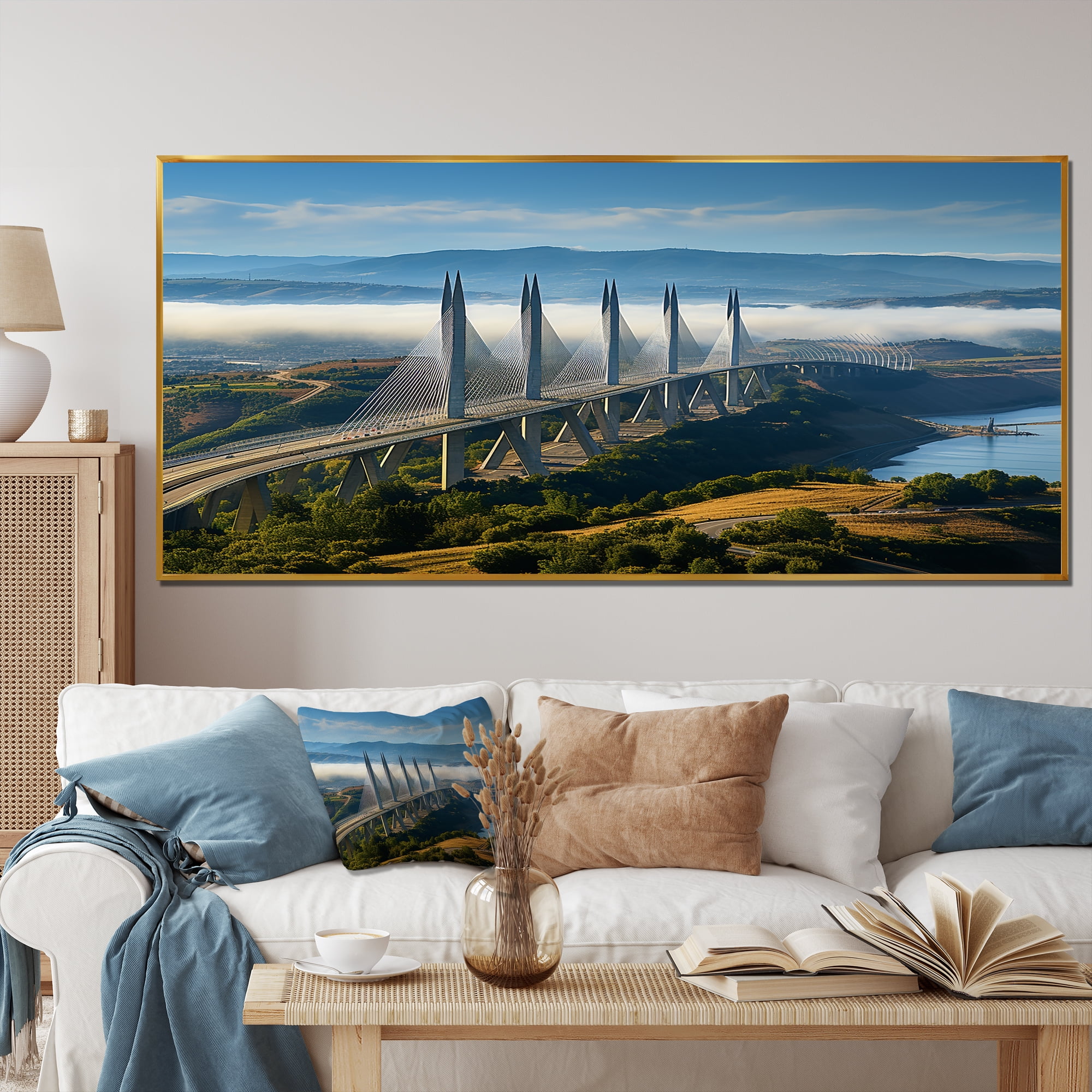Designart "Viaduct Bridge Sunrise in Italy with Blue Tones I" Extra ...